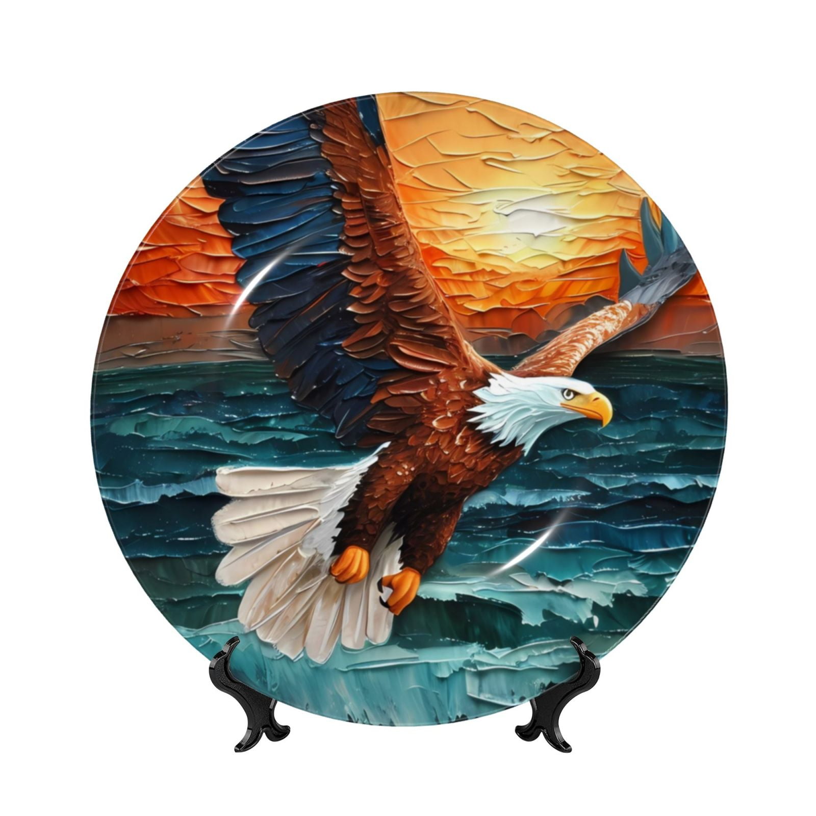 Balery Textured Bald Eagle Print Bone China Decorative Plate Ceramic ...