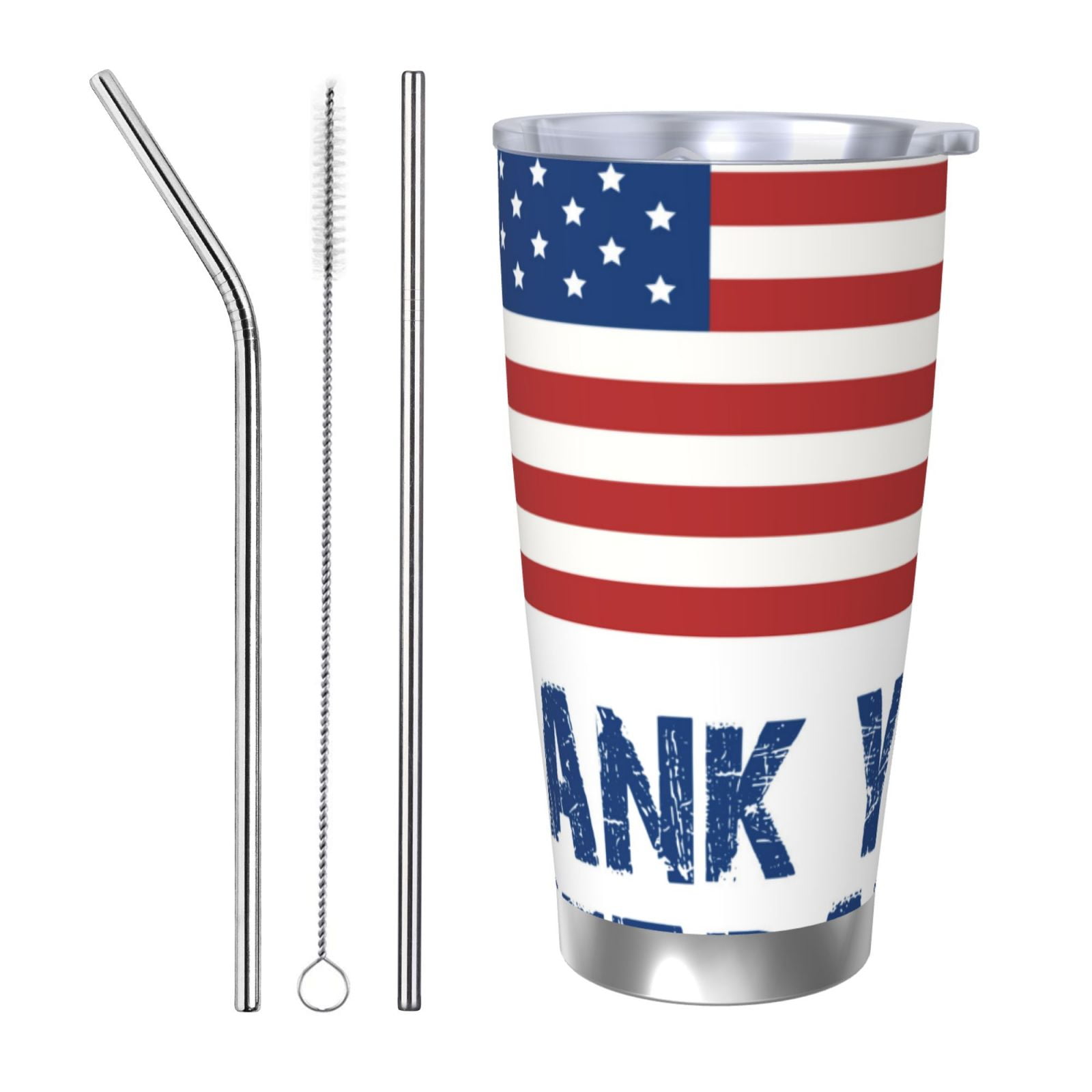 Balery Thank You Veterans Pattern 20oz Insulated Car Cup with Dual ...