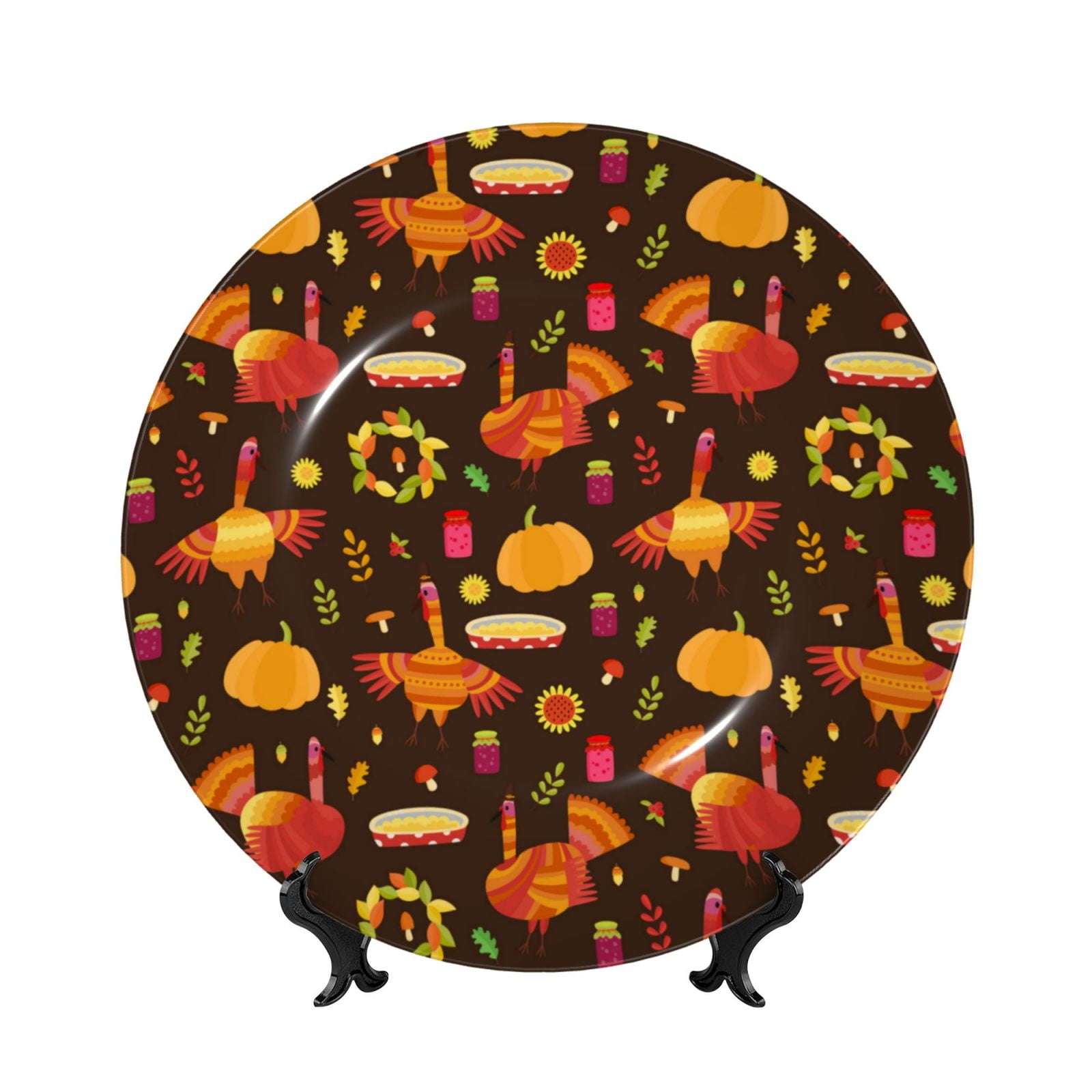 Balery Thanksgiving Turkey Print Bone China Decorative Plate Ceramic ...