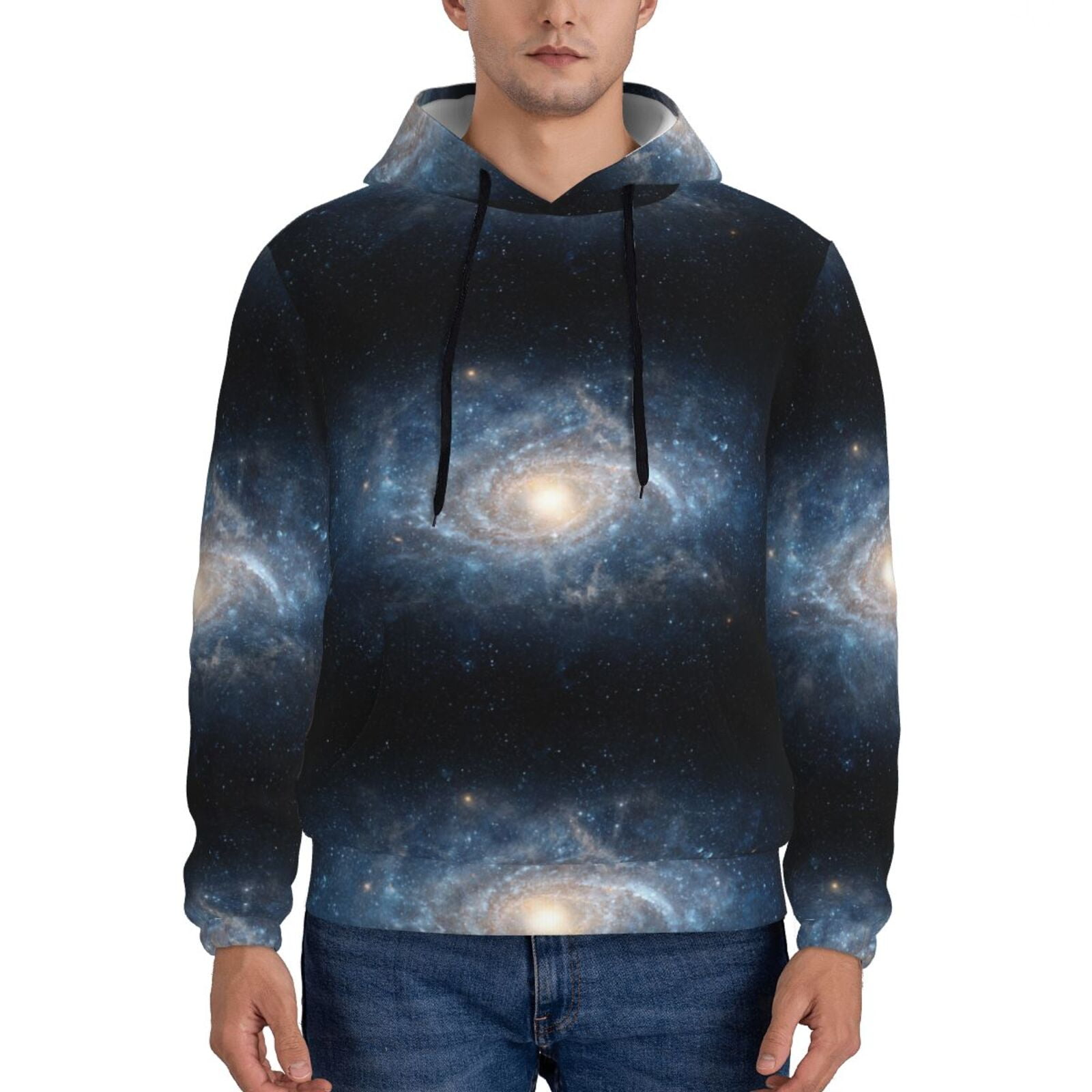Balery The Galaxy Pattern Mens Hoodie Kangaroo Pocket Hoodie Pullover ...