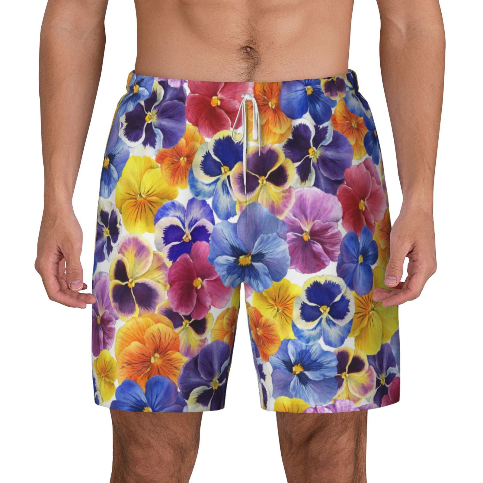 Balery The Garden Tricolor Pansy Flower Mens Swim Trunks Swim Shorts ...