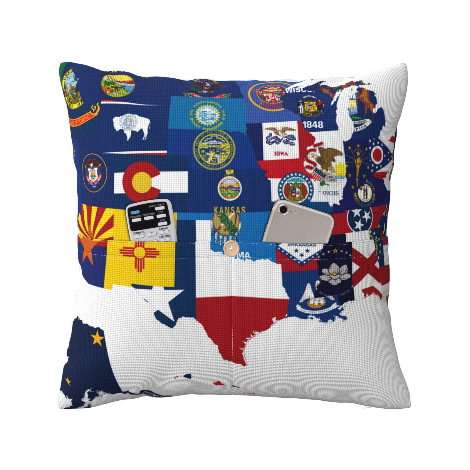 Balery The Map Of United States Pattern Linen Decorative Throw Pillow ...