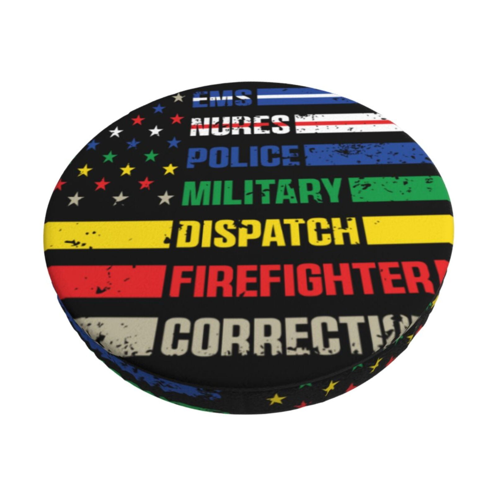Balery Thin Green Line With USA Flag Pattern Round Bar Stool Seat ...