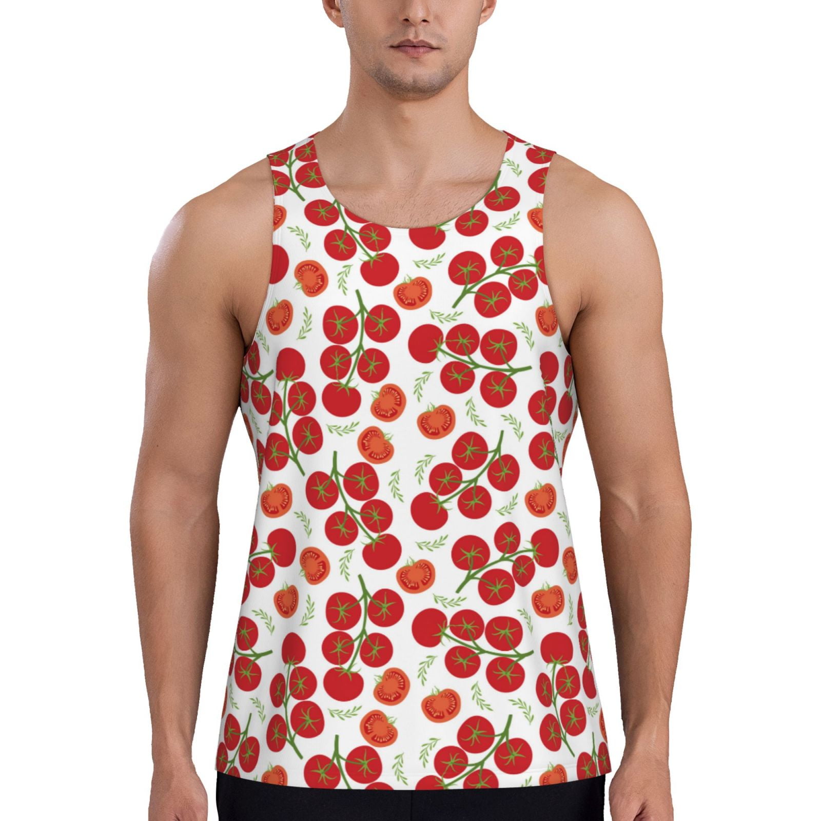 Balery Tomato Pattern Men's Workout Tank Top Gym Muscle Tee Fitness ...