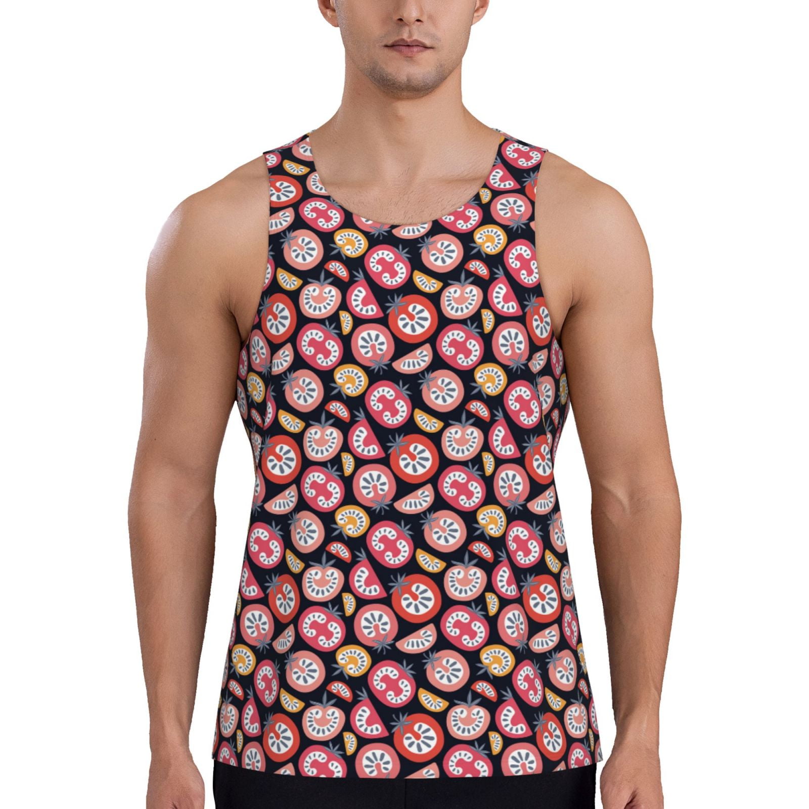 Balery Tomatoes Pattern Men's Workout Tank Top Gym Muscle Tee Fitness ...