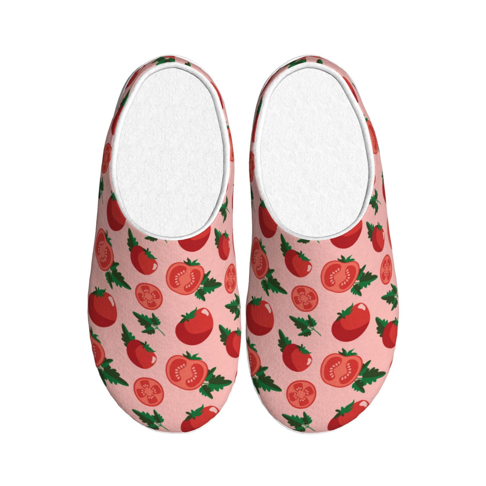Balery Tomatoes Pattern Women's Fuzzy Memory Foam Slippers Fluffy ...