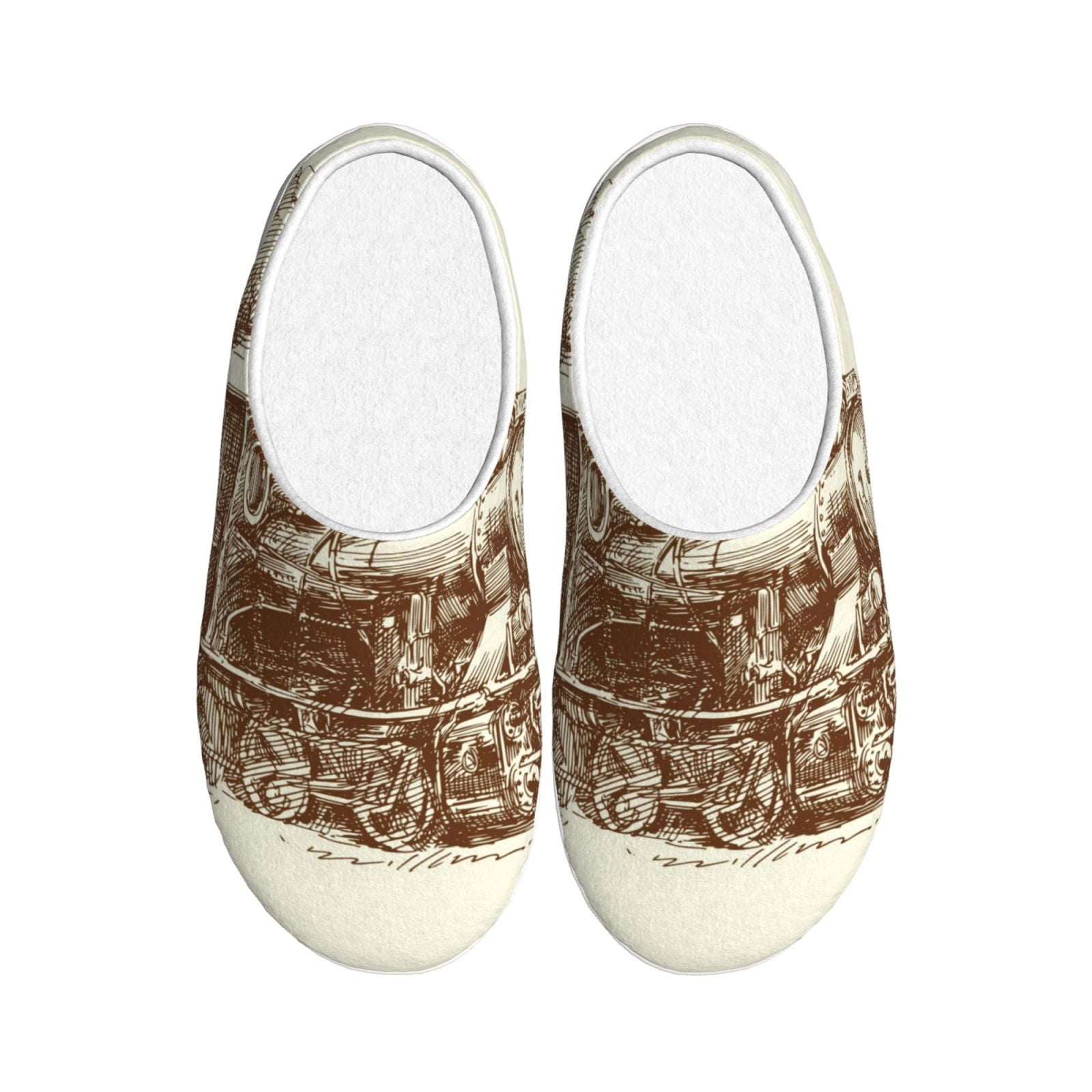 Balery Train Pattern Women's Fuzzy Memory Foam Slippers Fluffy Winter ...