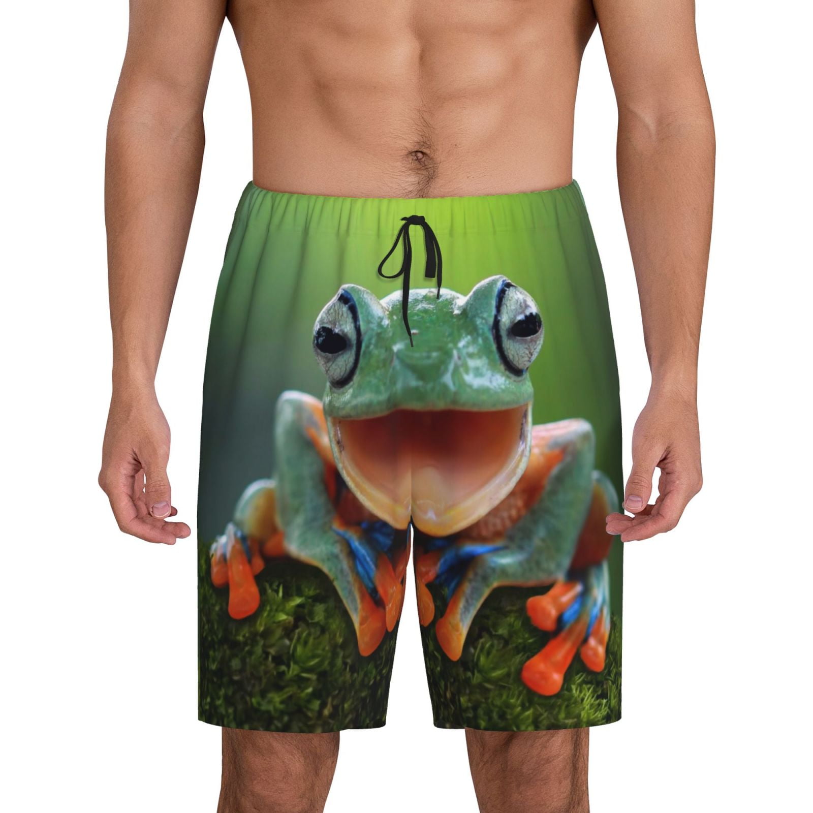 Balery Tree Frog Men's Cotton Knit Pajama Shorts Waistband & Pockets ...