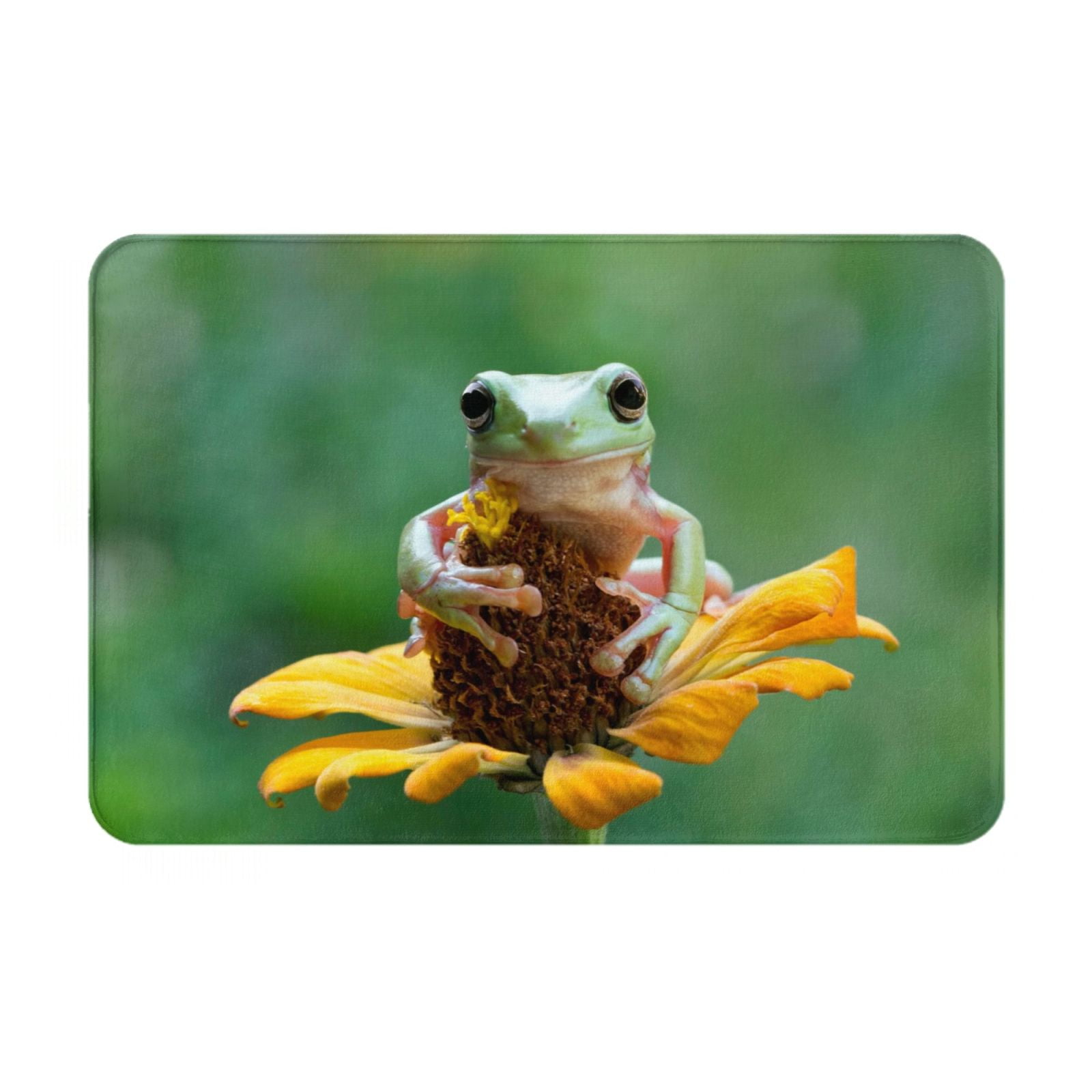 Balery Tree Frog Sitting On Sunflowes Doormat, Durable Flannel Fabric ...