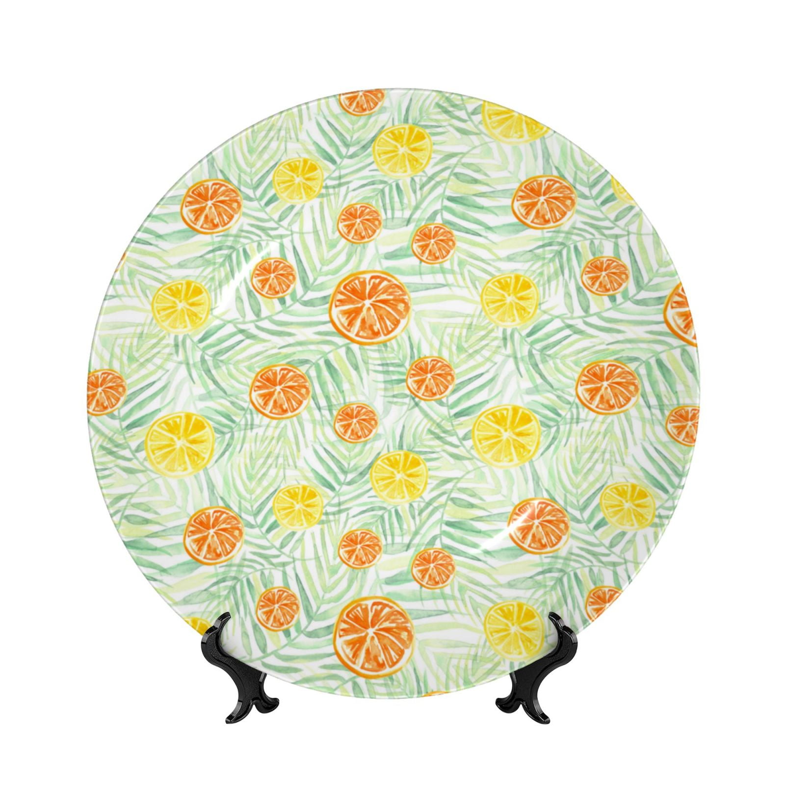 Balery Tree Palms Lemon Print Bone China Decorative Plate Ceramic ...