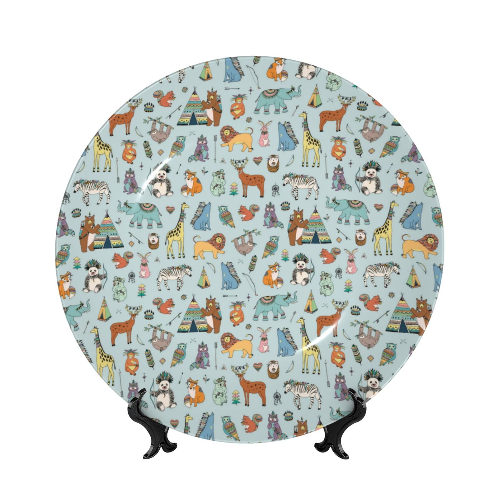Balery Tribal Animals Print Bone China Decorative Plate Ceramic Dinner ...