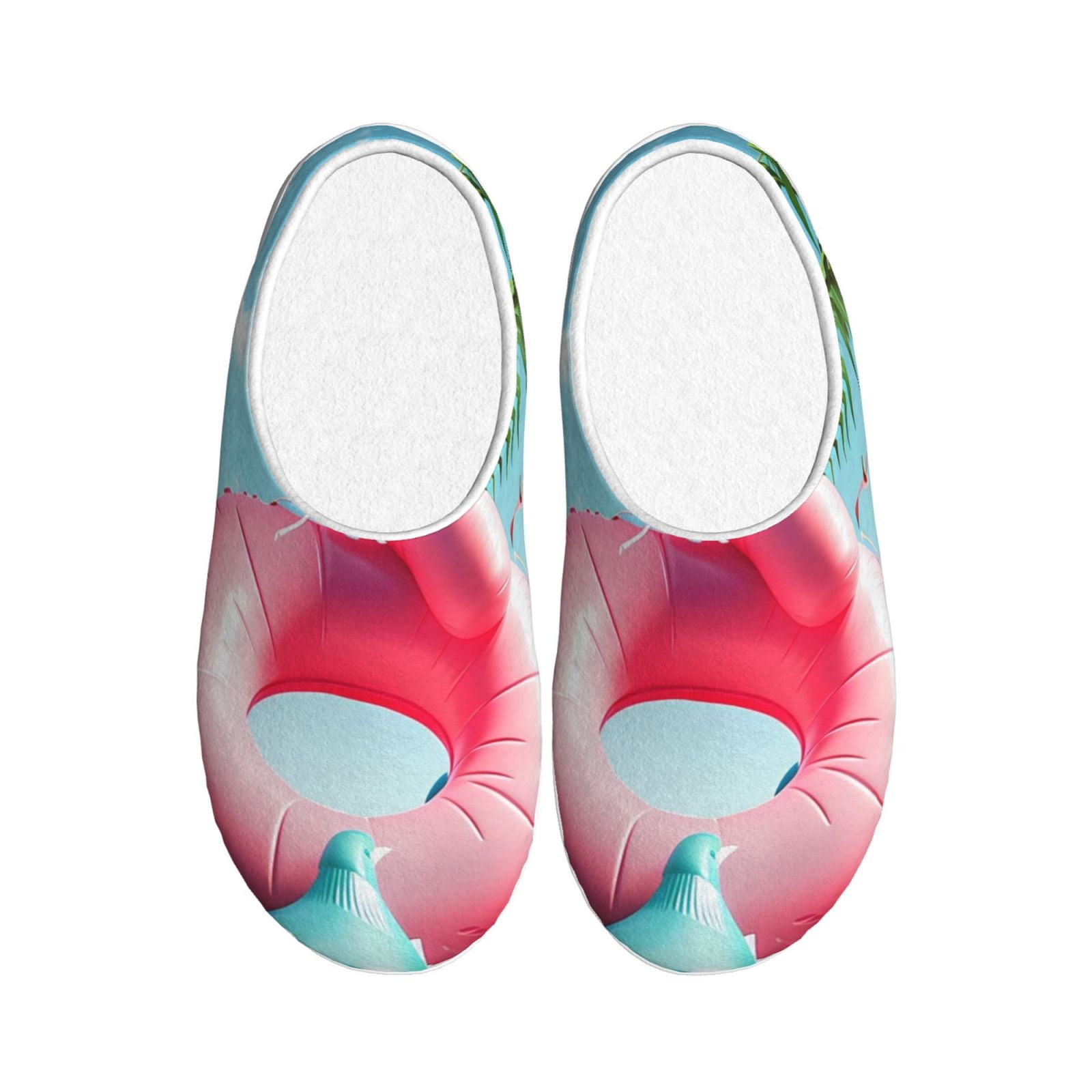 Balery Tropical Flamingo Pool Float Pattern Women's Fuzzy Memory Foam ...