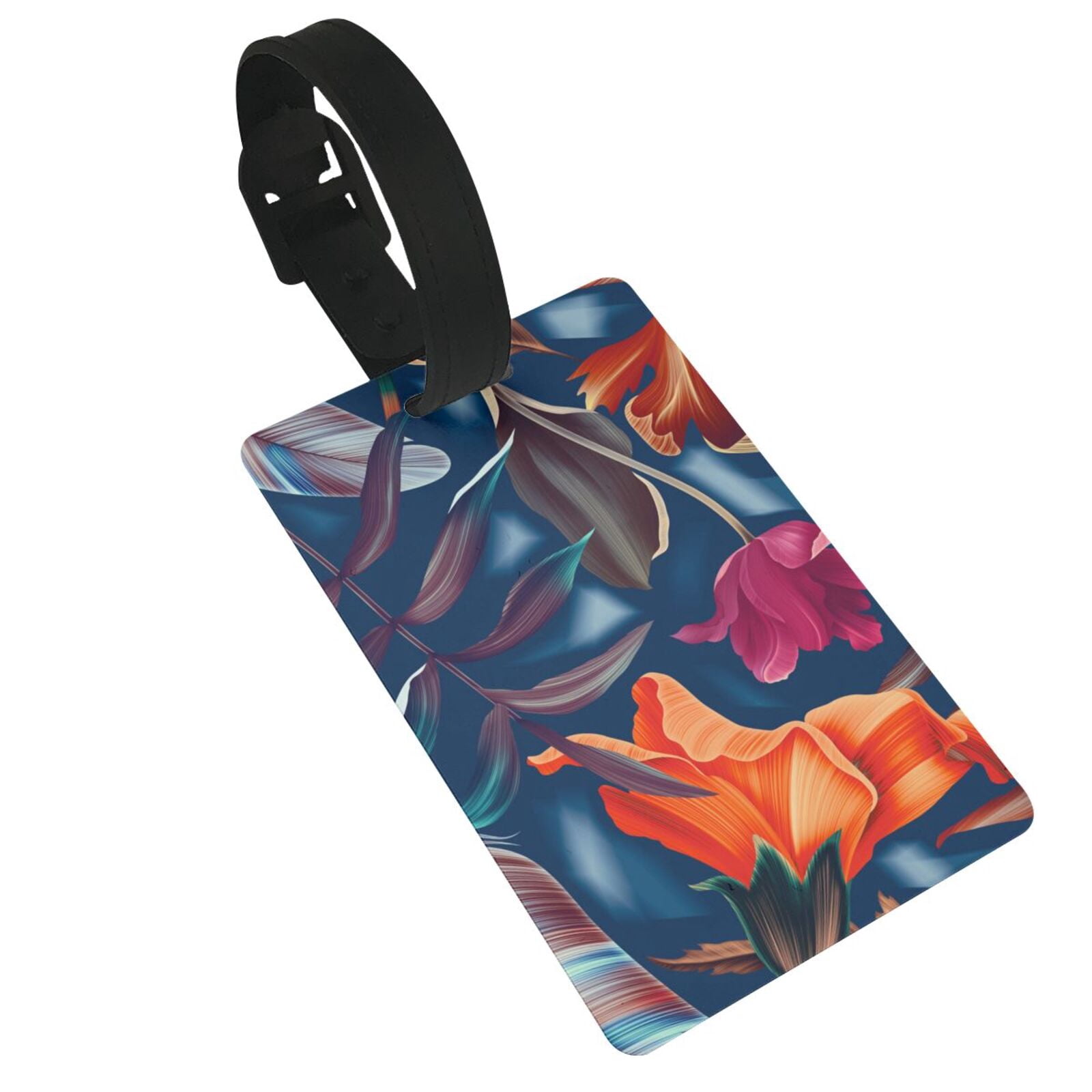 Balery Tropical Flower Print Durable Luggage Tags with Secure Strap ...