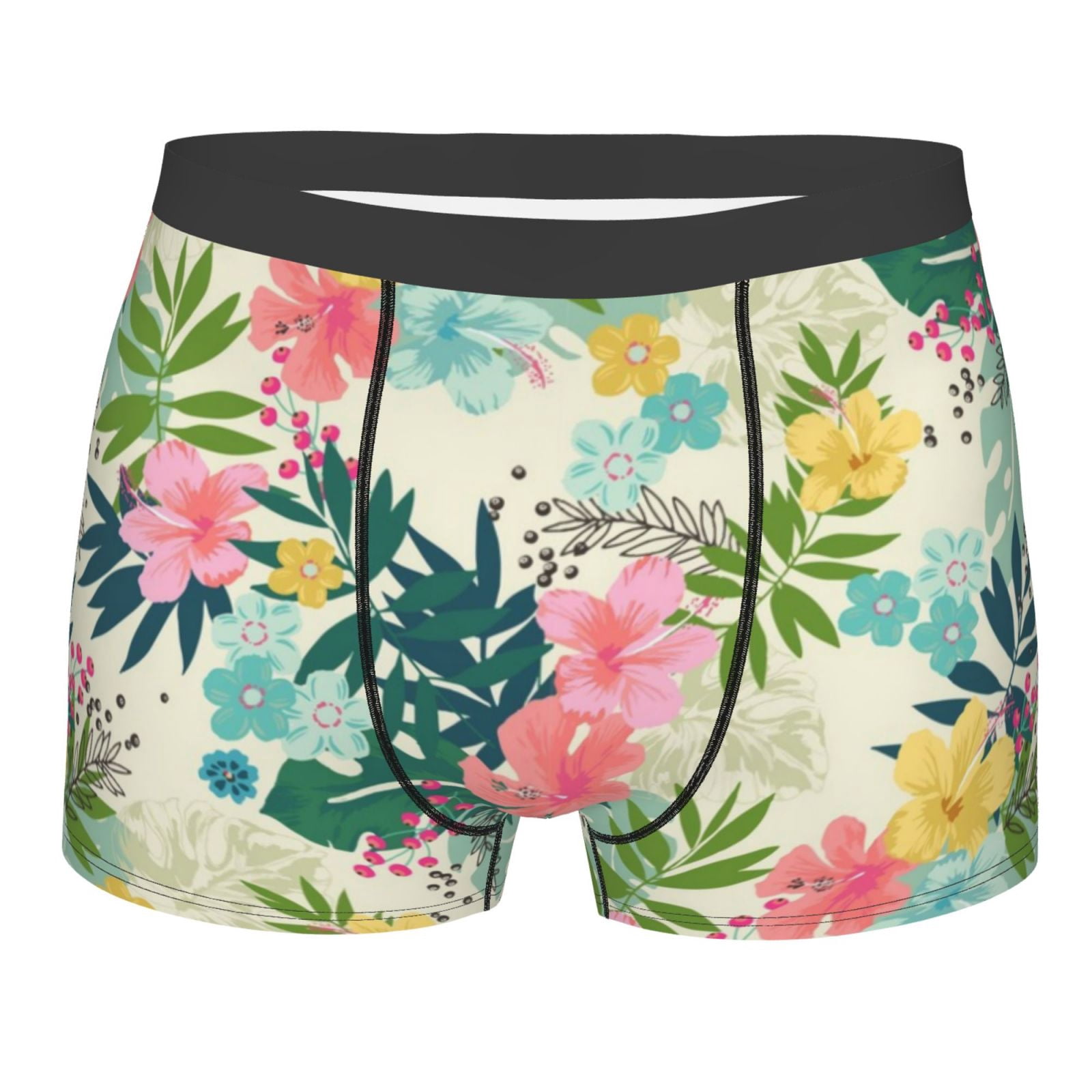 Balery Tropical Flowers Men's Boxer Briefs, Soft and Breathable Cotton ...