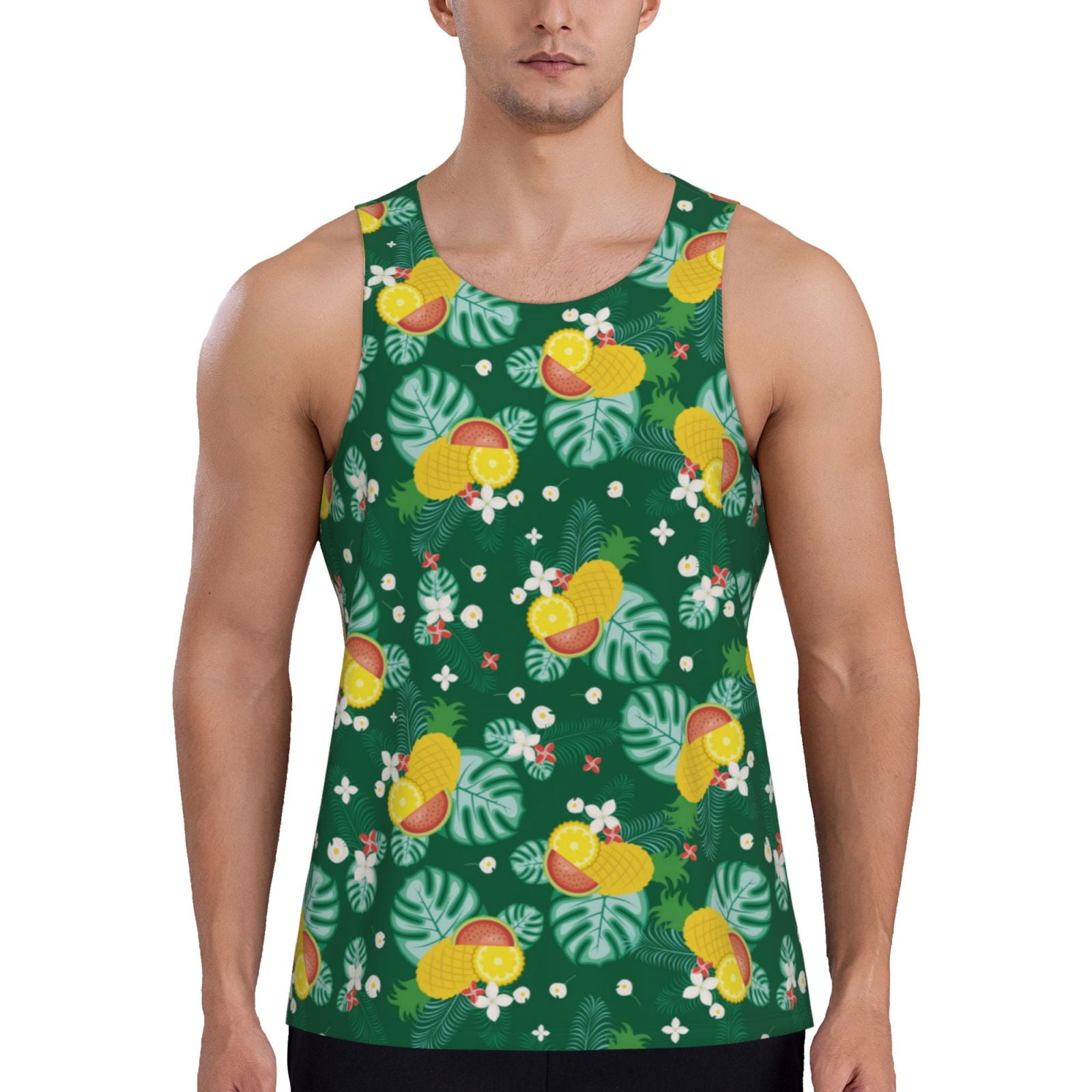 Balery Tropical Fruit Pattern Men's Workout Tank Top Gym Muscle Tee ...