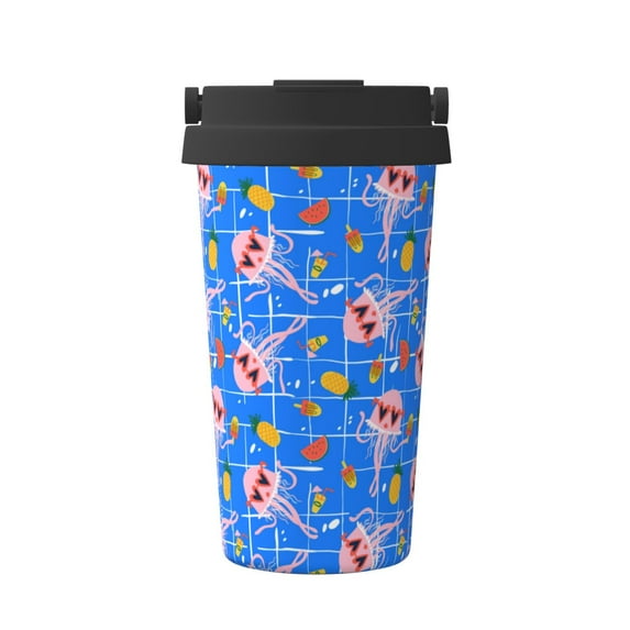 Balery Tropical Jellyfishes Pattern Insulated Coffee Travel Mug ...