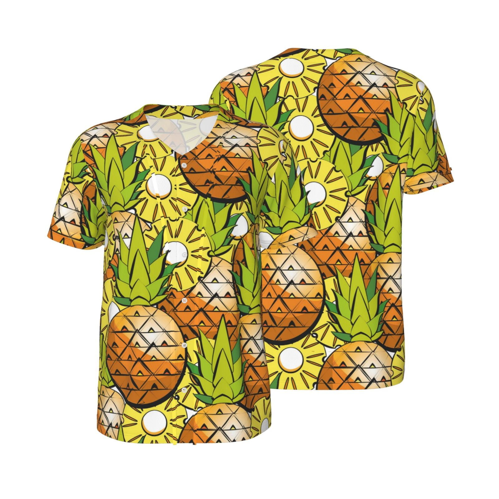 Balery Tropical Summer Fruit Baseball Jersey for Men Casual Button Down ...