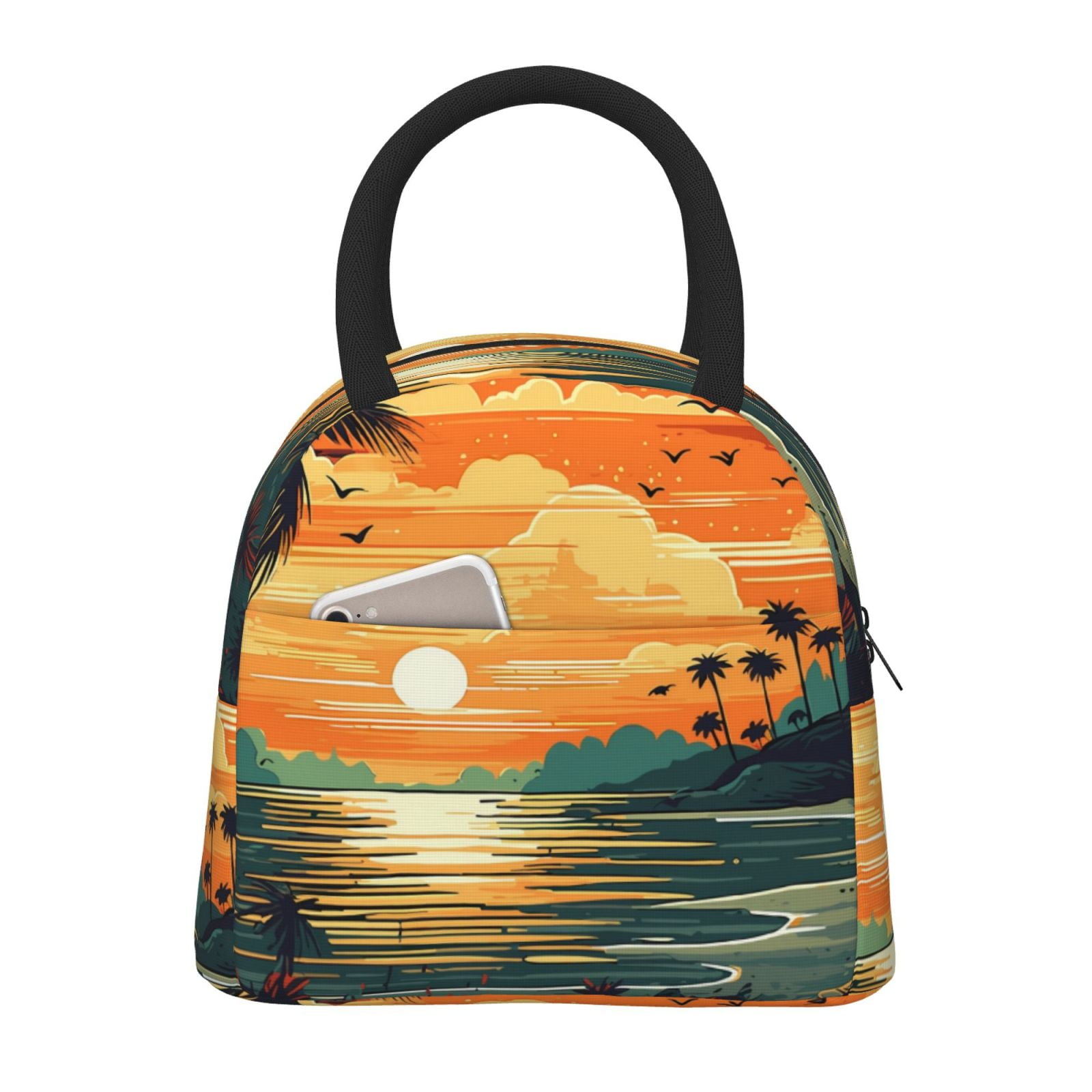 Balery Tropical Sunset Paradise Pattern Lunch Bag Women, Lunch Box ...