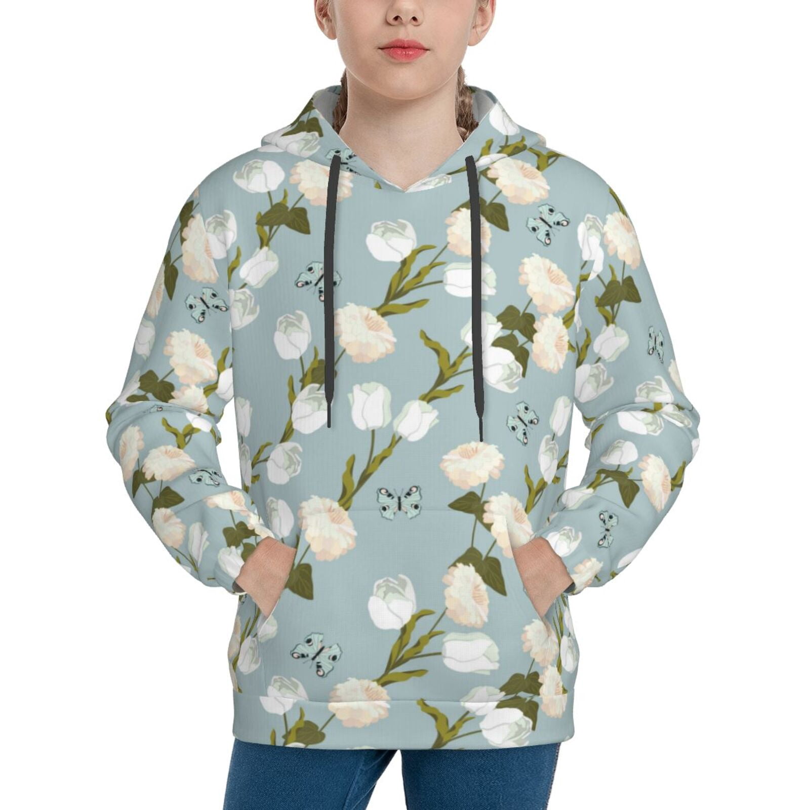 Balery Tulips Flowers Pattern Boys Hoodie, Youth Pullover Hooded ...