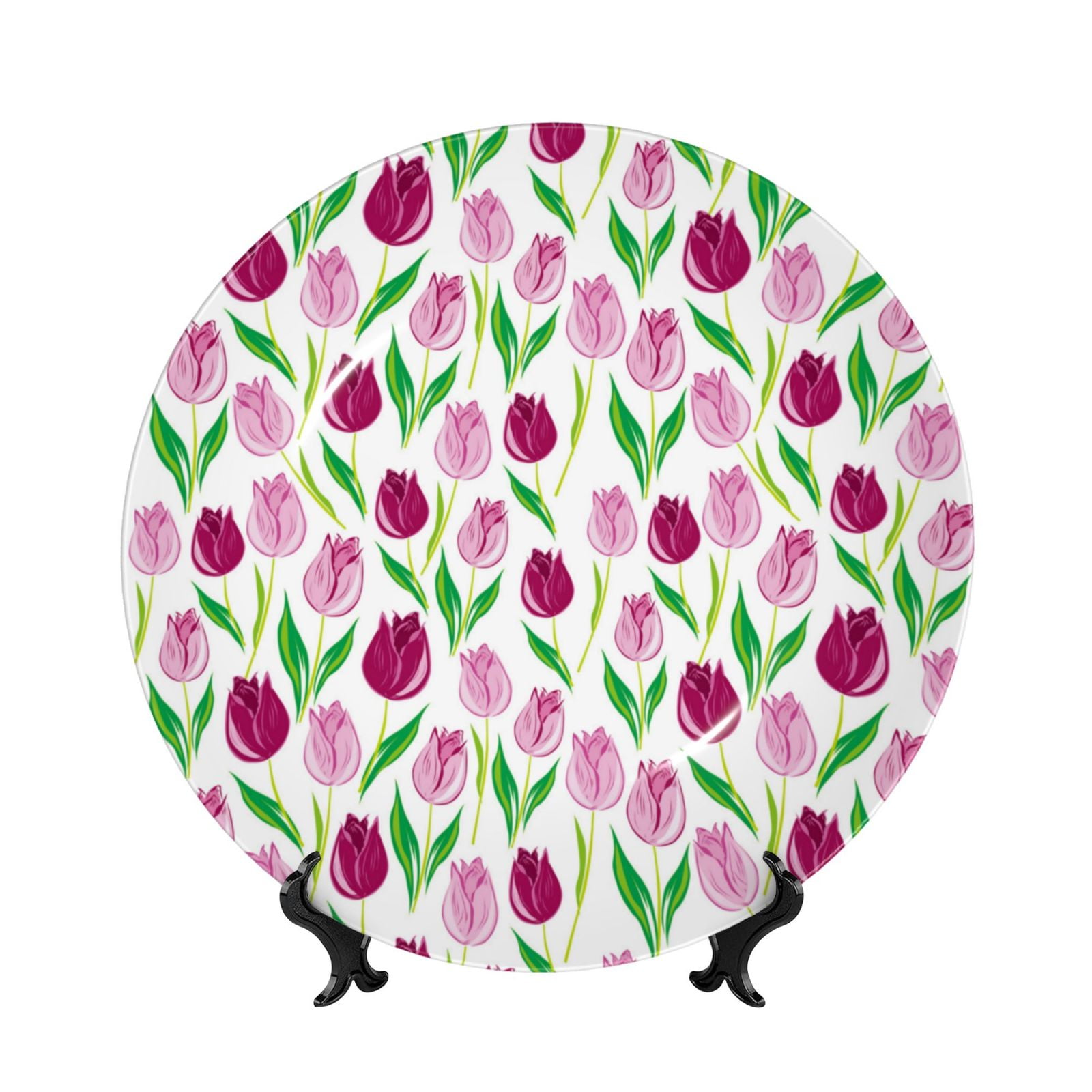 Balery Tulips Flowers Print Bone China Decorative Plate Ceramic Dinner ...