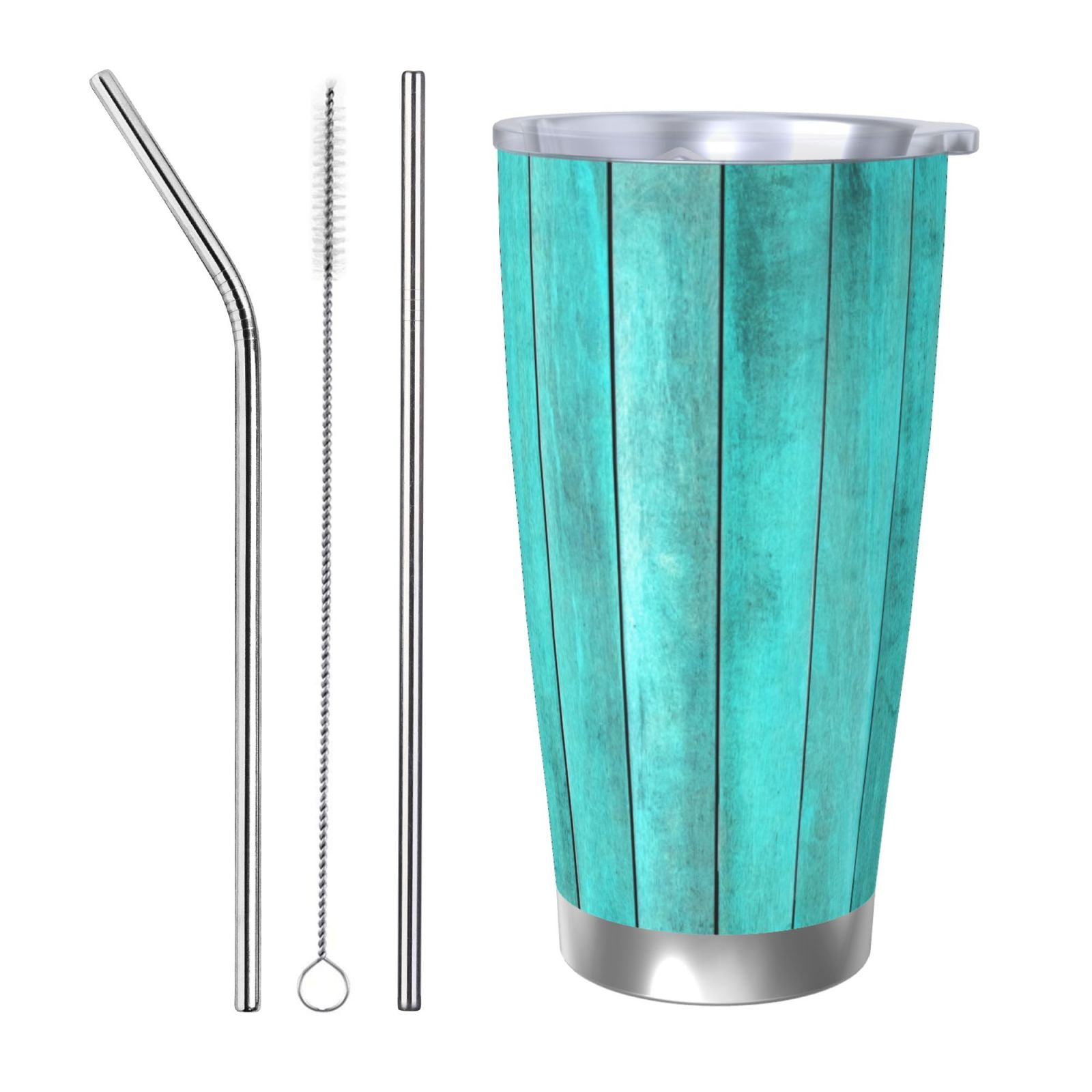 Balery Turquoise Wooden2 Pattern 20oz Insulated Car Cup with Dual Drink ...