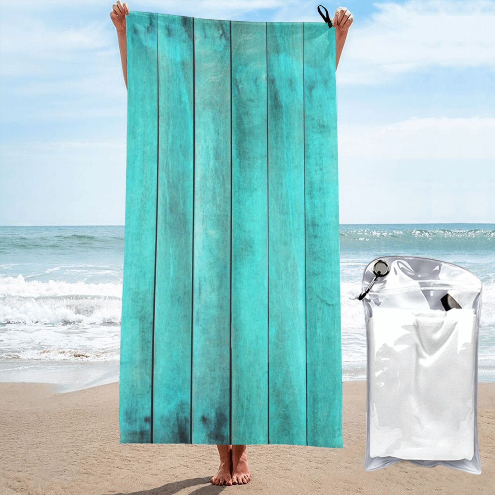 Balery Turquoise Wooden2 Print Towels - Luxurious Jumbo Bath Sheet ...