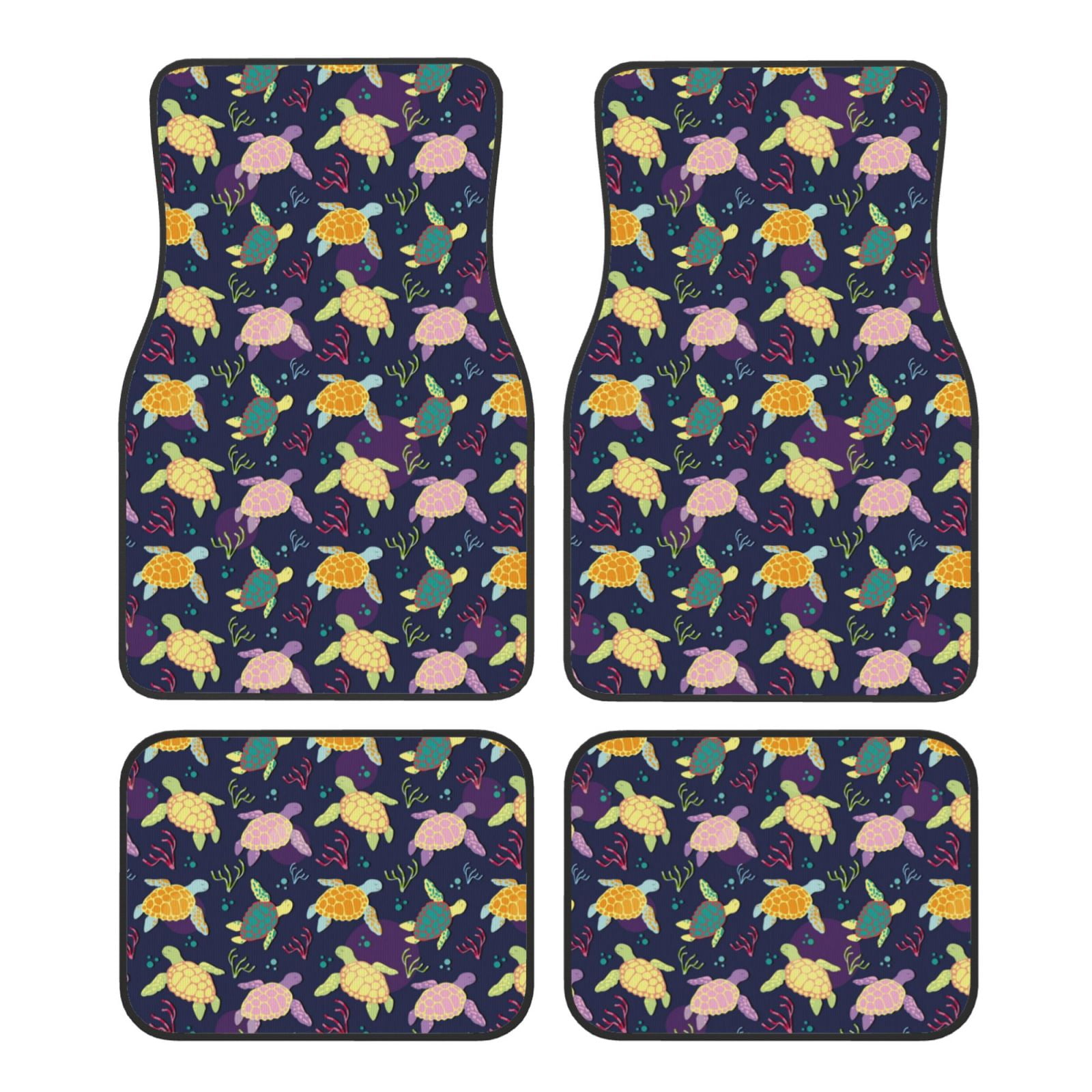 Balery Turtle Pattern 4-Piece Floor Mats, Heavy-Duty Rubber Liners ...