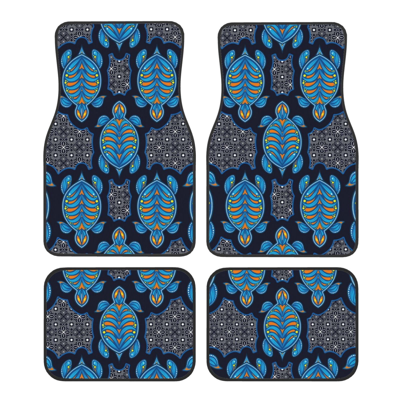 Balery Turtle Pattern 4-Piece Floor Mats, Heavy-Duty Rubber Liners ...