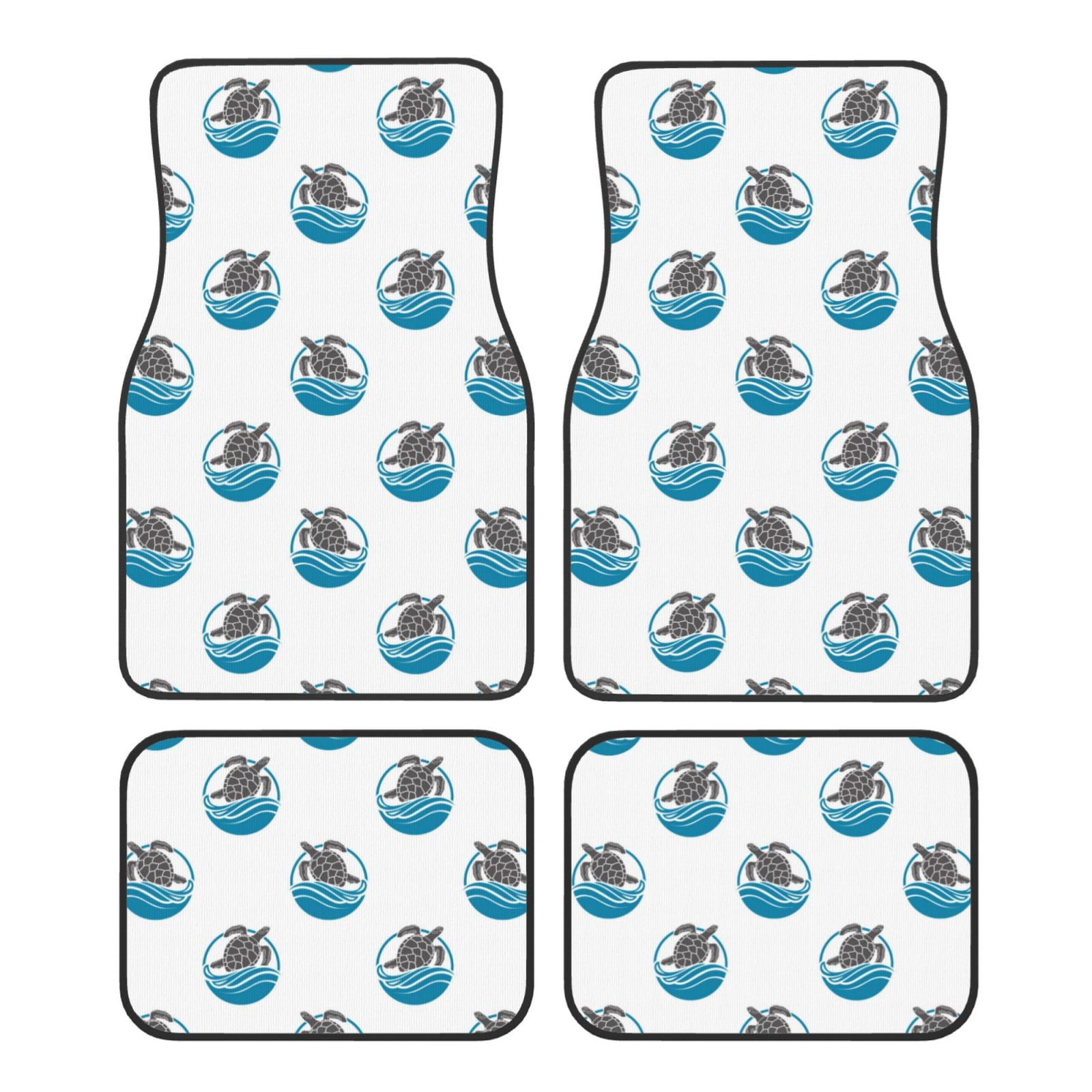 Balery Turtle Pattern 4-Piece Floor Mats, Heavy-Duty Rubber Liners ...