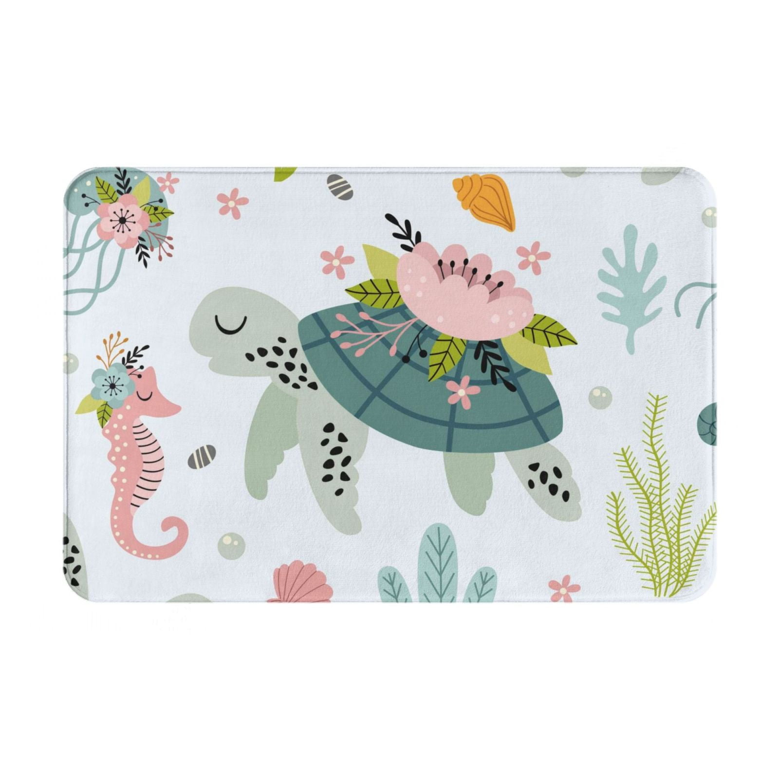 Balery Turtle and Sea Life Doormat, Durable Flannel Fabric, Waterproof ...