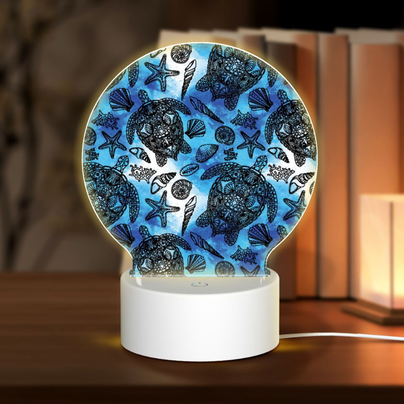 Balery Turtle，Shell Algae Starfish Coral Pattern Acrylic Night Light ...