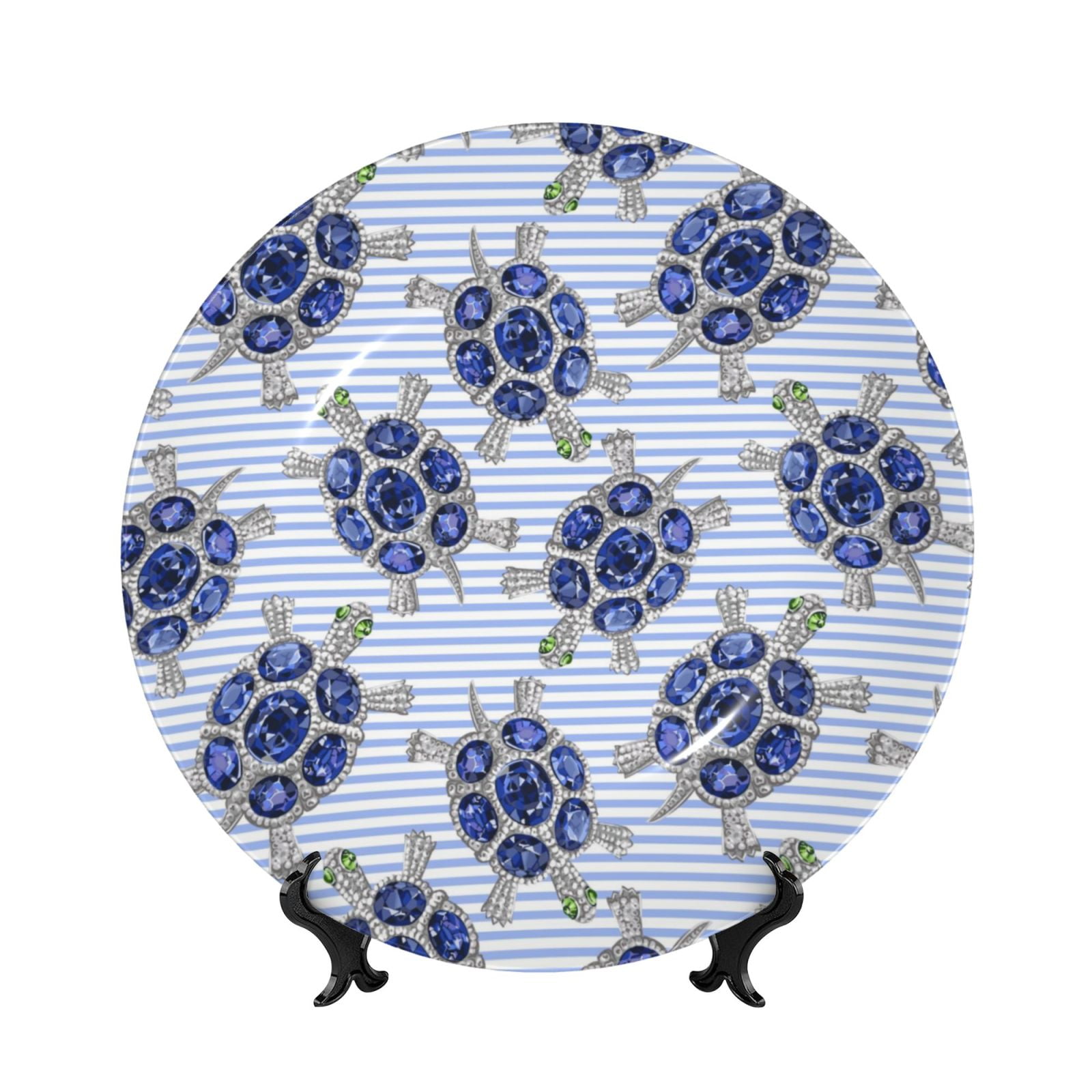 Balery Turtle with Blue Stones Print Bone China Decorative Plate ...