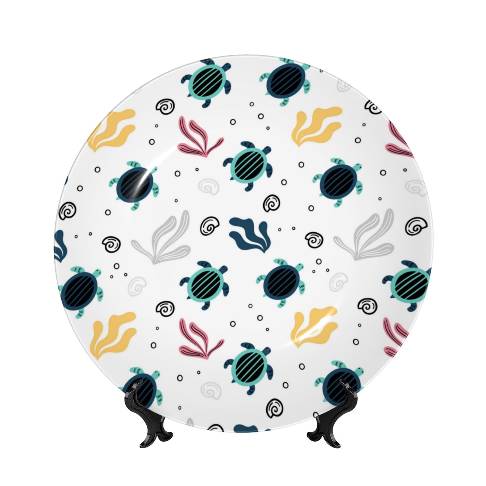 Balery Turtles And Corals Print Bone China Decorative Plate Ceramic ...