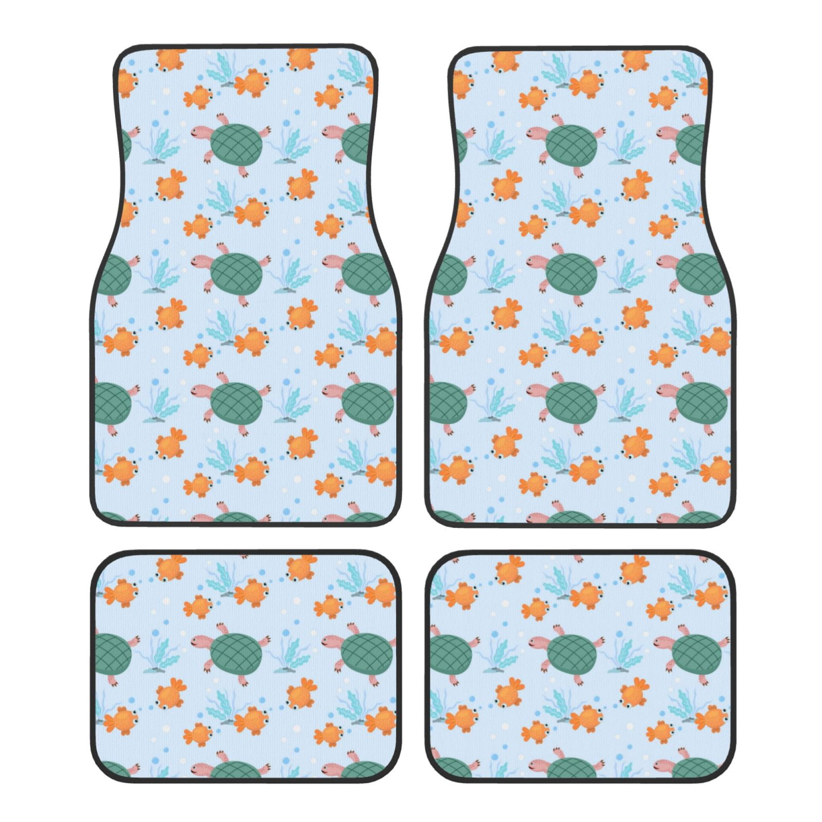 Balery Turtles And Goldfish Pattern 4-Piece Floor Mats, Heavy-Duty ...