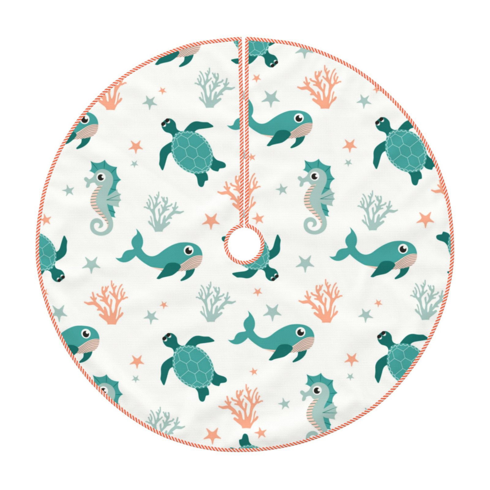 Balery Turtles And Seahorses Printed Christmas Tree Skirt , Merry ...