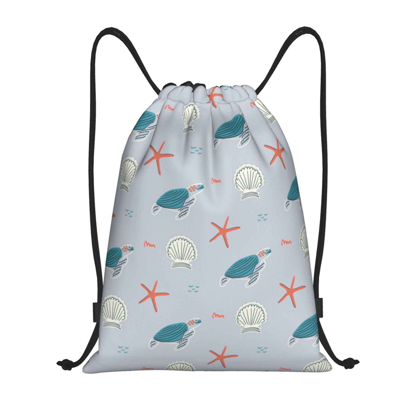 Balery Turtles And Shells Pattern Drawstring Backpack Bag Sport Gym ...