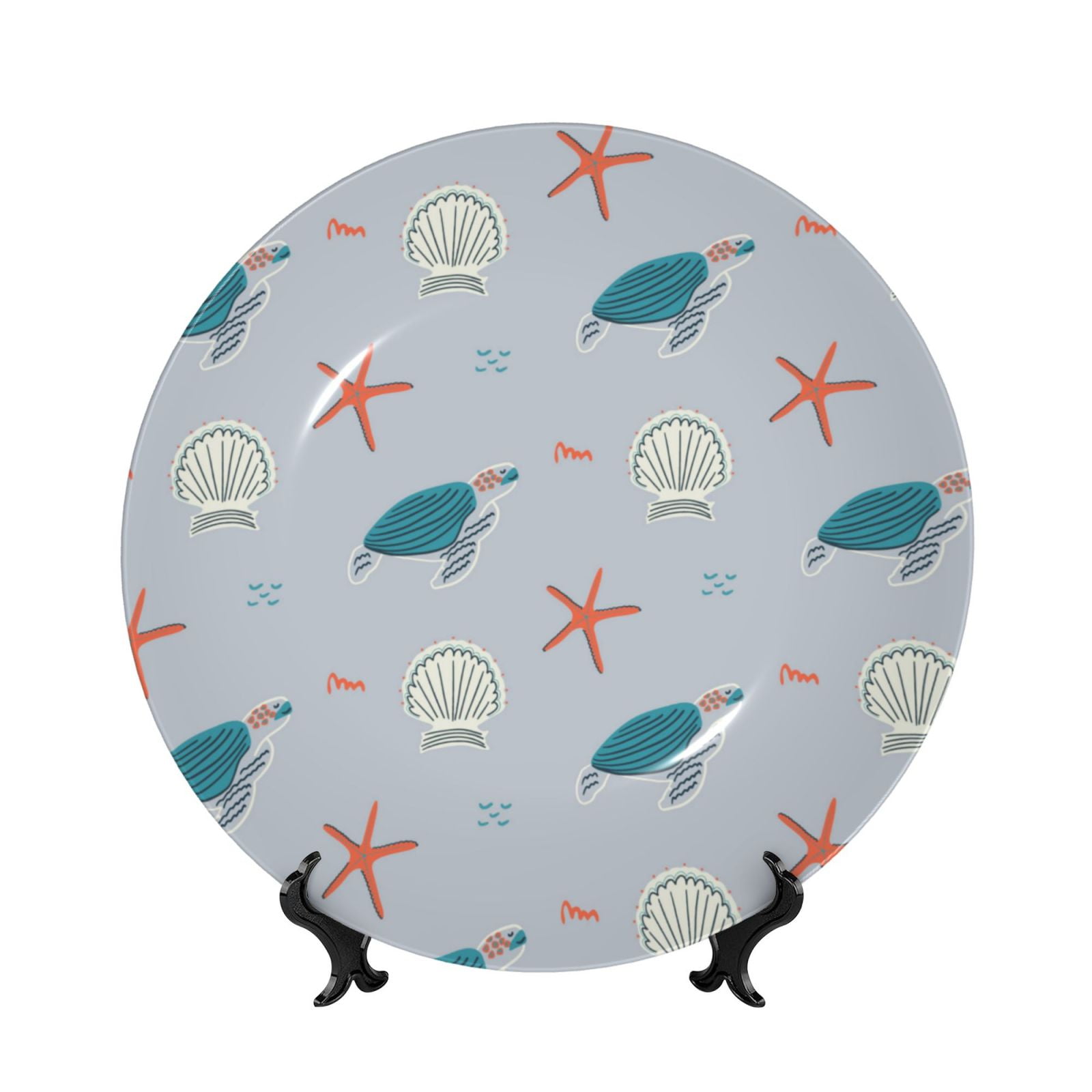 Balery Turtles And Shells Print Bone China Decorative Plate Ceramic ...