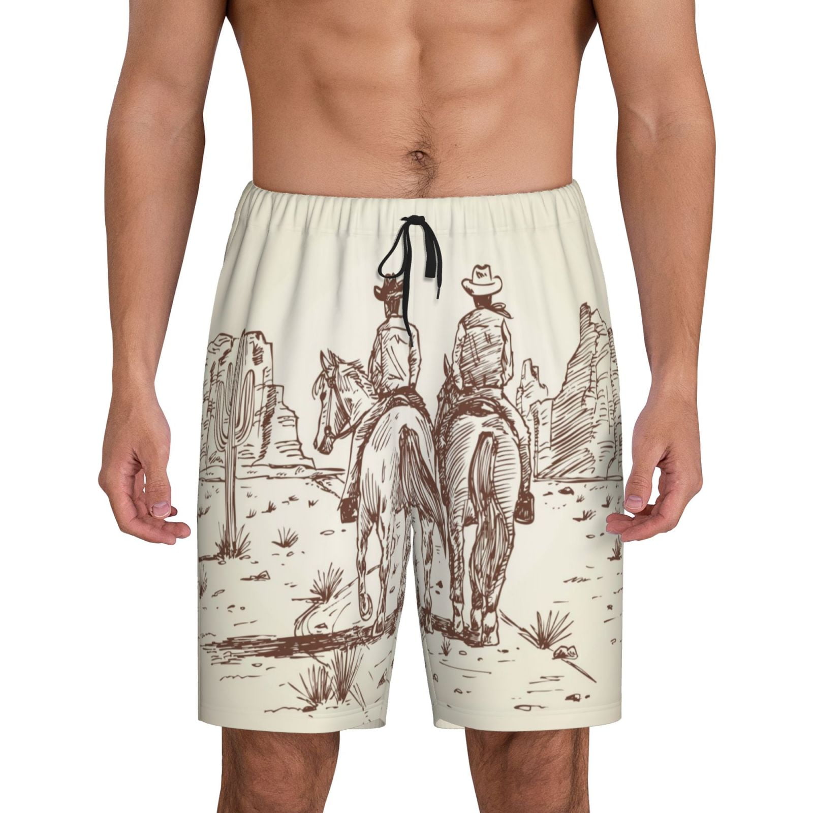 Balery Two Cowboys Riding Horses In The Desert Men's Cotton Knit Pajama ...