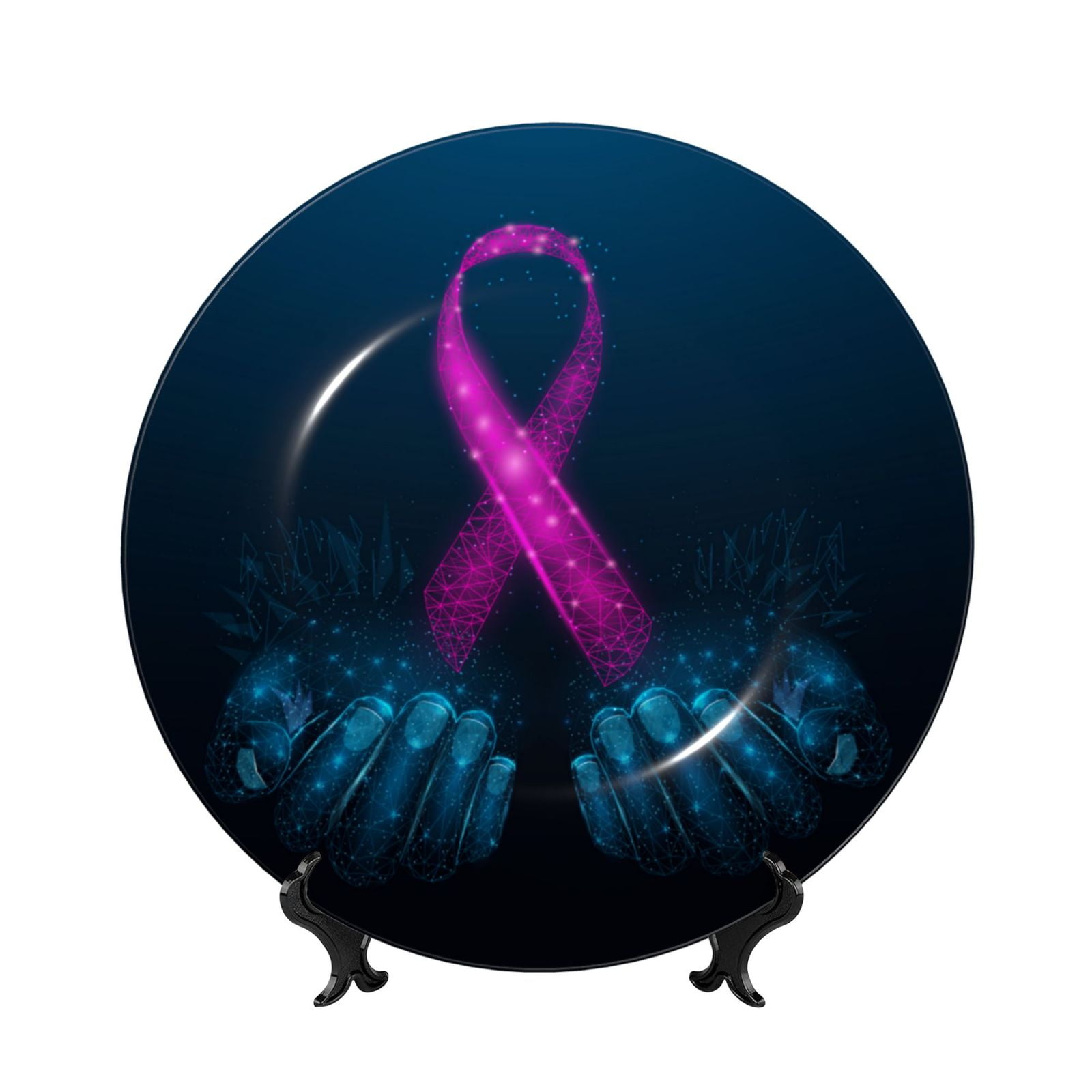 Balery Two Human Hands are Holds Ribbon Awareness Print Bone China ...