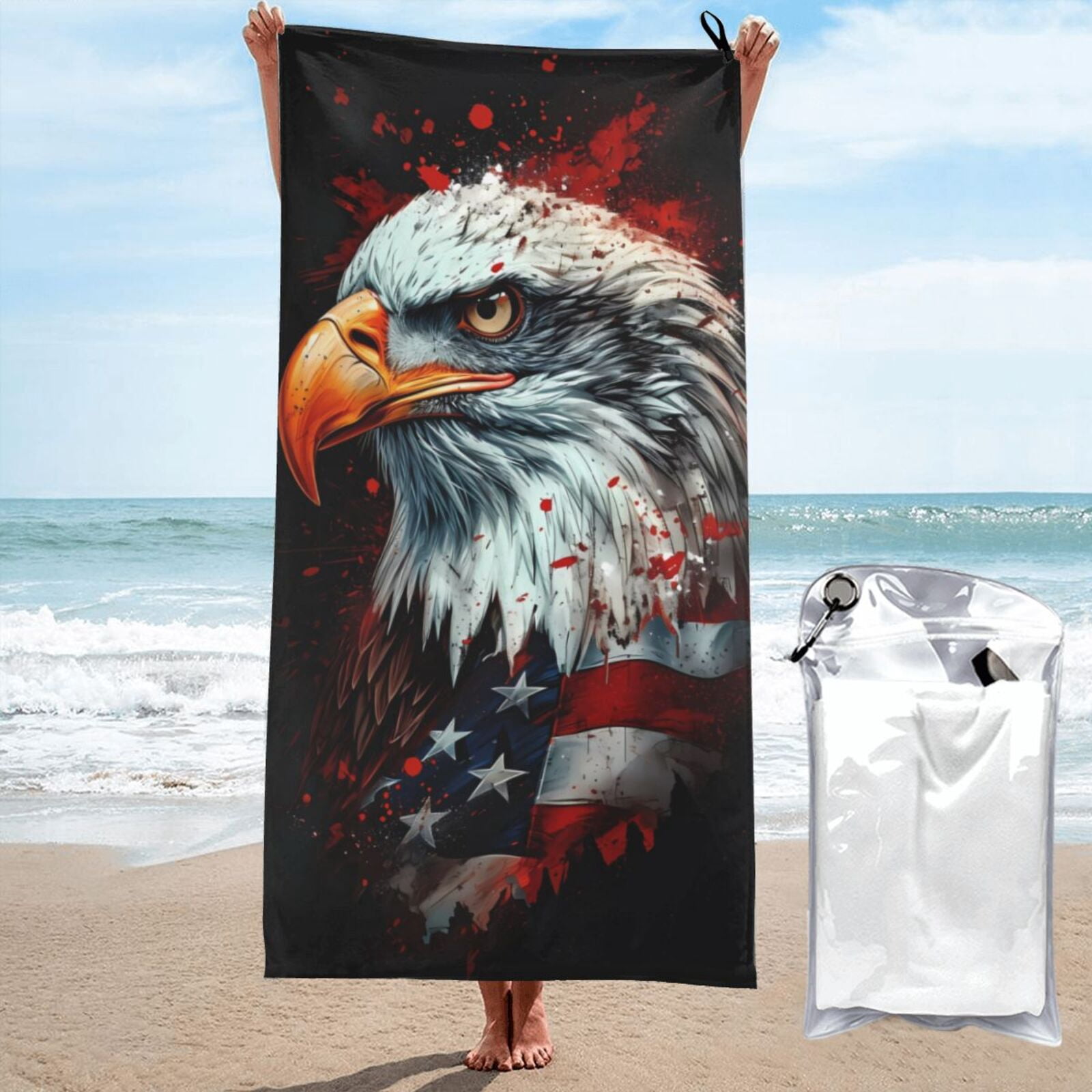 Balery USA Bald Eagle Print Towels - Luxurious Jumbo Bath Sheet ...