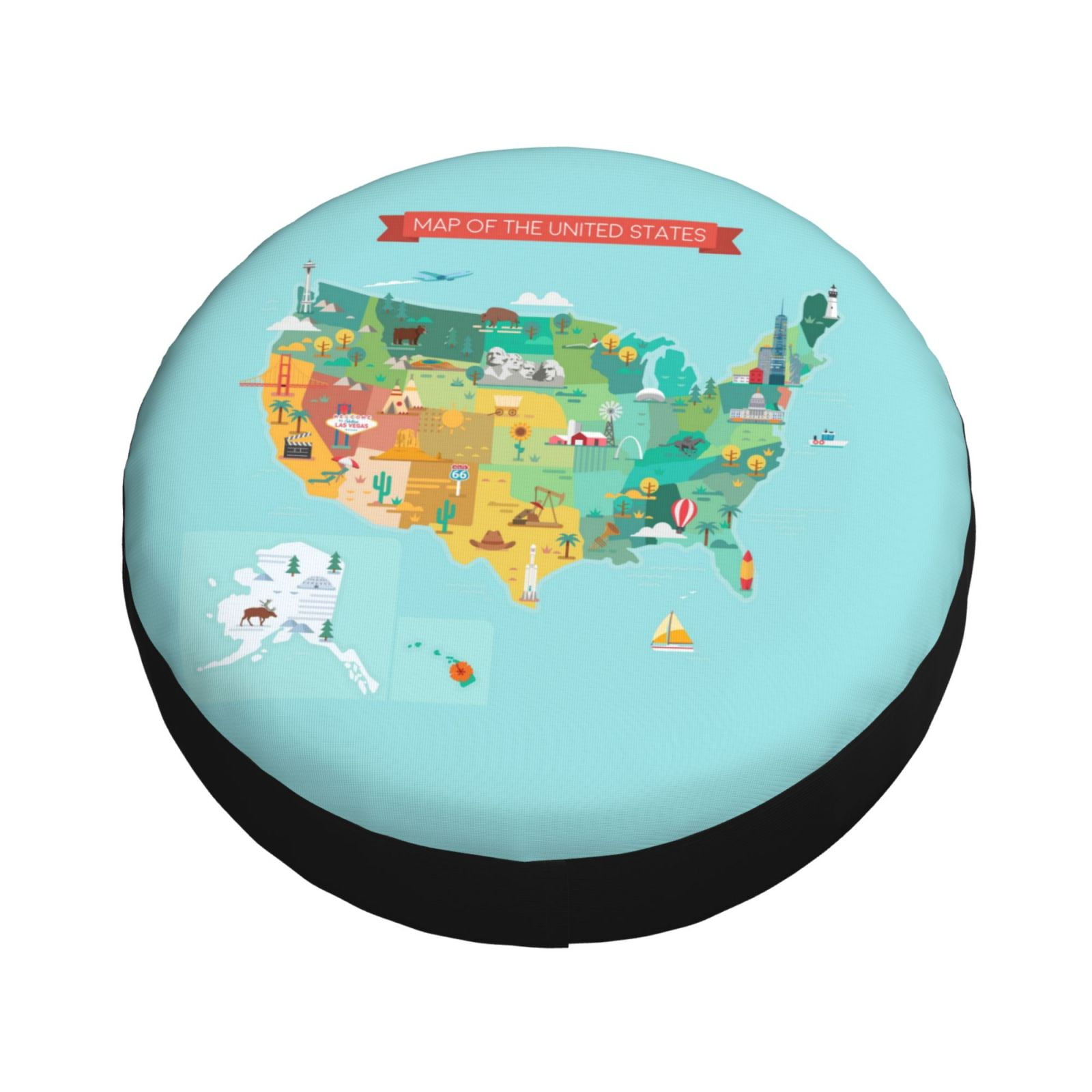 Balery USA Tourist Map Tire Covers - Tough Tire Wheel Protector for ...