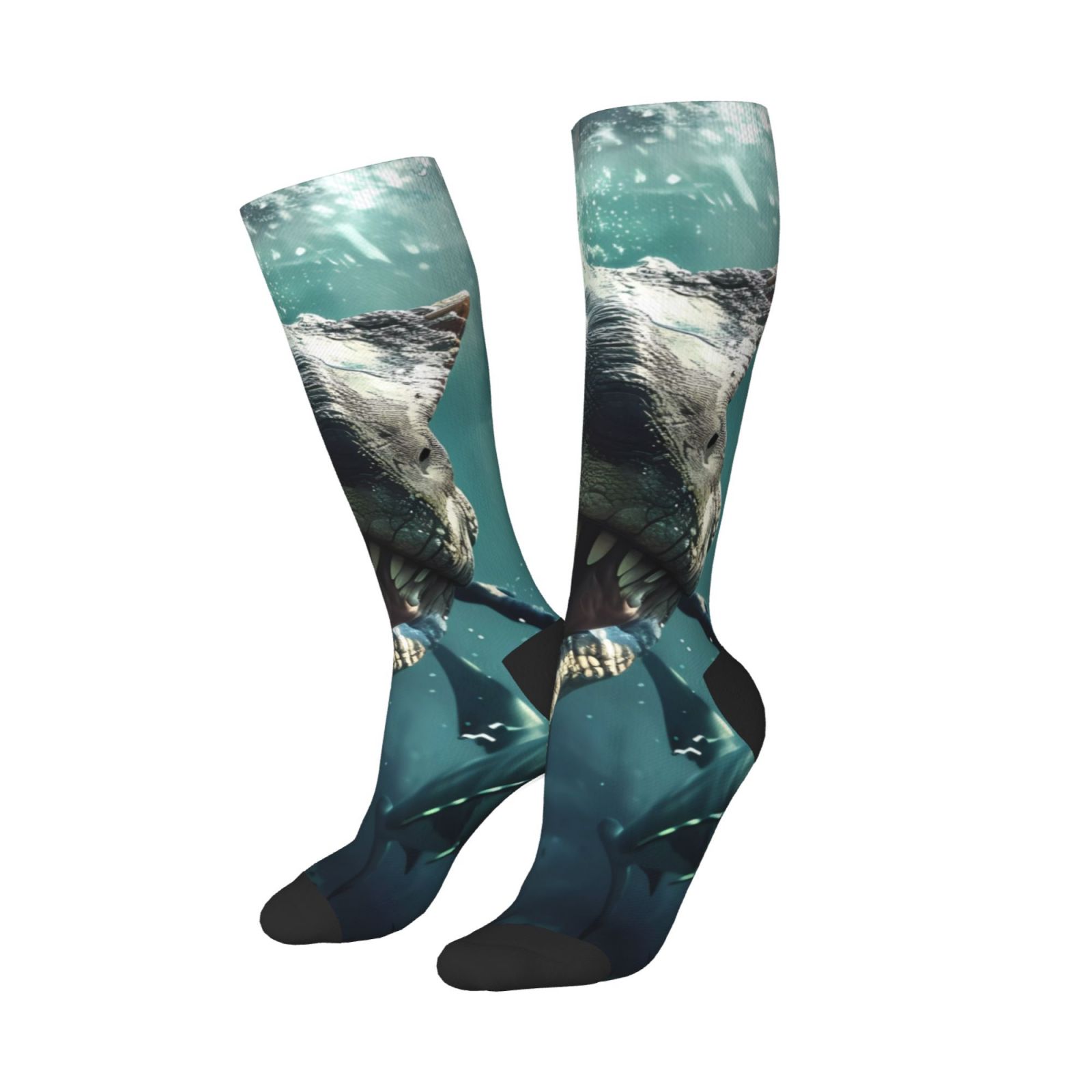 Balery Underwater Dinosaur Shark Printed Novelty Socks Men's Women's ...