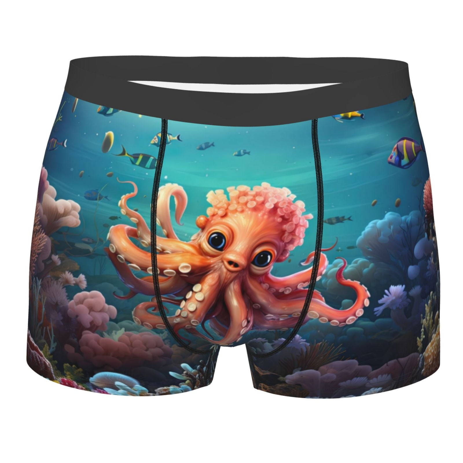 Balery Underwater Plant Octopus Men's Boxer Briefs, Soft and Breathable ...