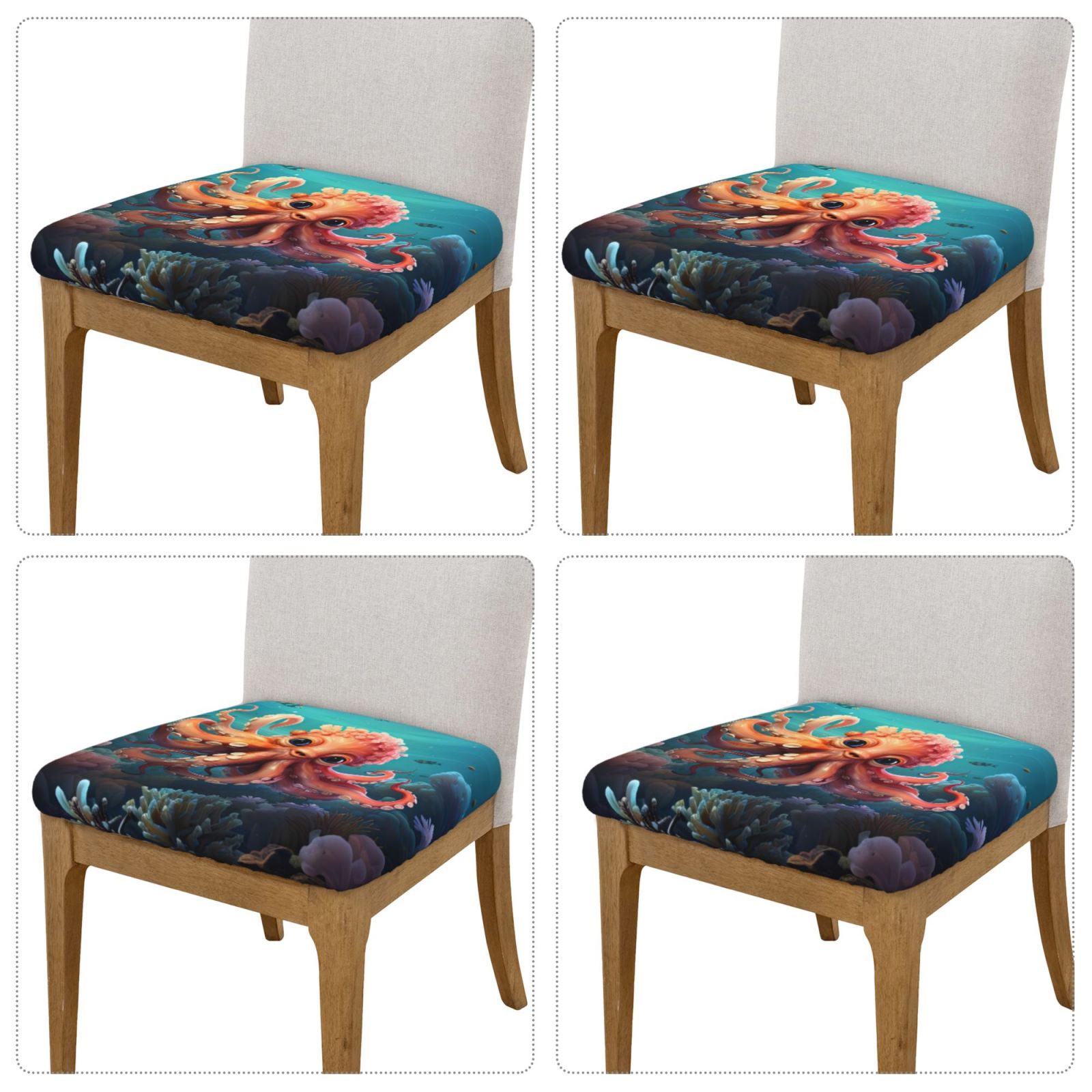Balery Underwater Plant Octopus Stretch Couch Cushion Covers ...