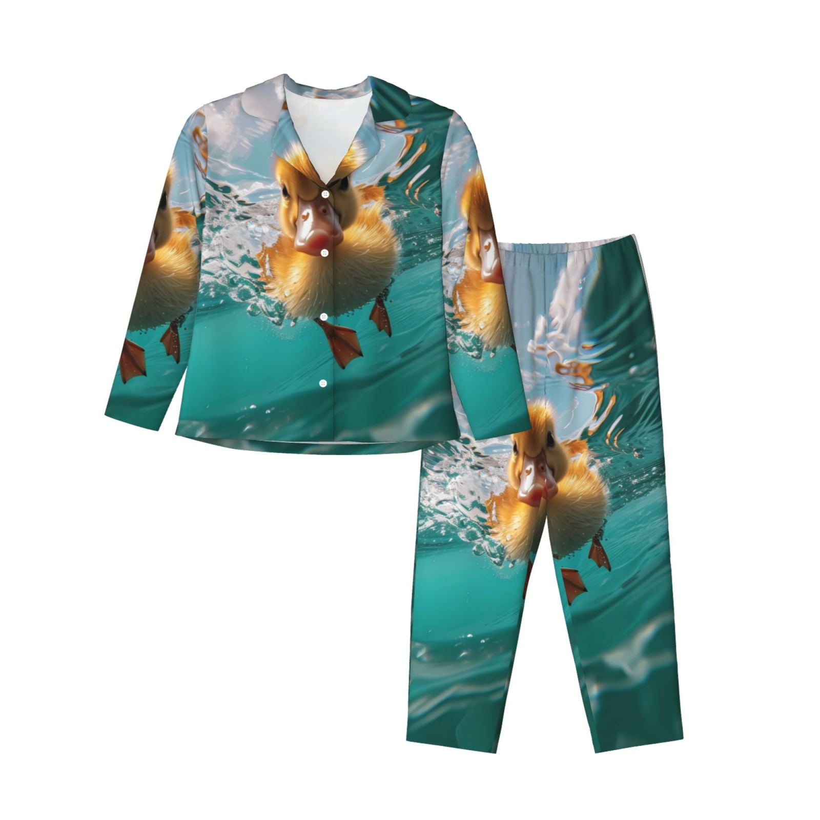 Balery Underwater Swimming Duck Pattern Pajama Sets for Women Long ...
