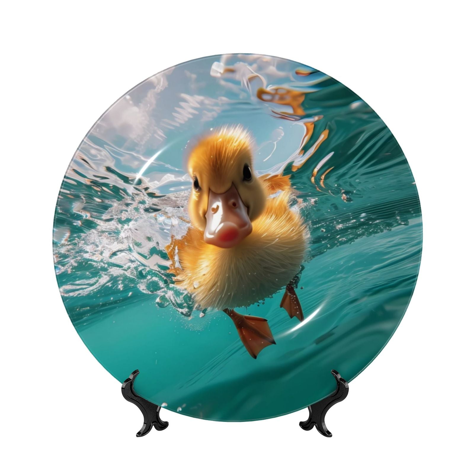 Balery Underwater Swimming Duck Print Bone China Decorative Plate ...