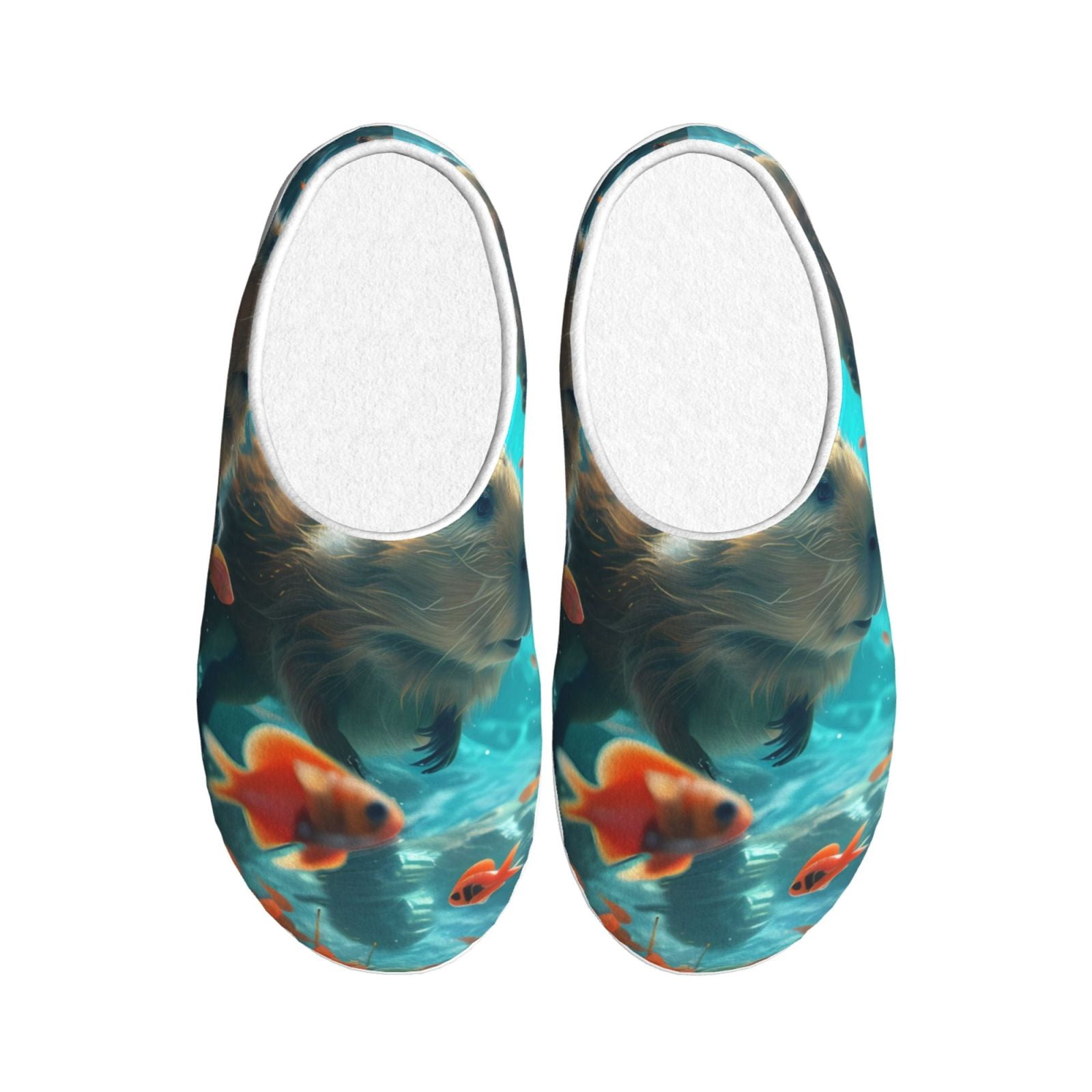Balery Underwater Swimming Guinea Pig Pattern Women's Fuzzy Memory Foam ...