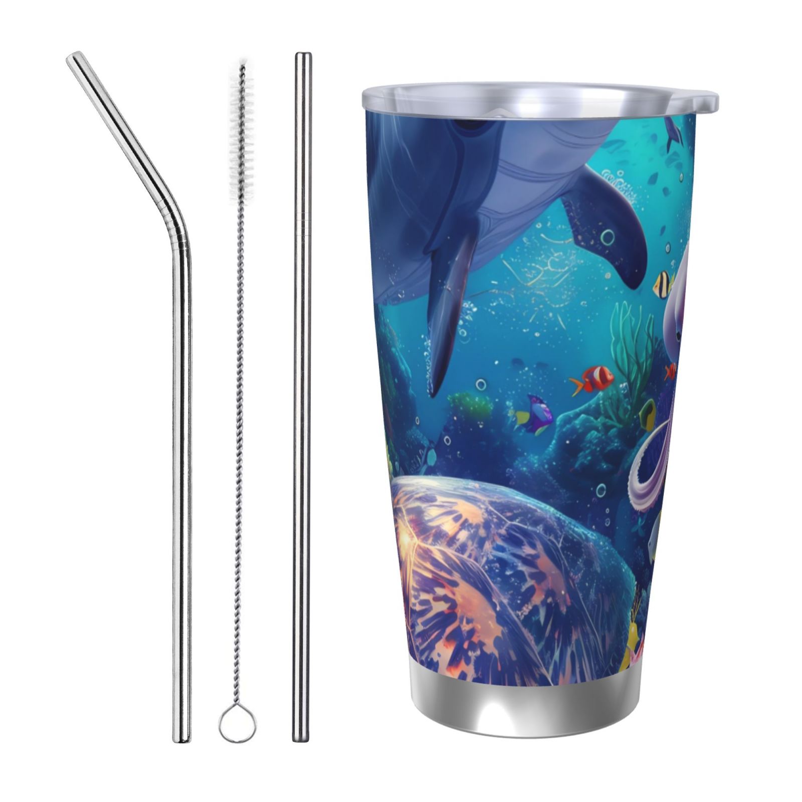 Balery Underwater Turtle Dolphin Octopus Pattern 20oz Insulated Car Cup ...