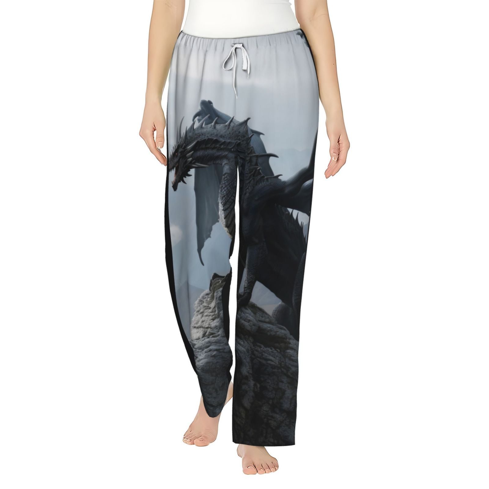 Balery Valley Gray Dragon print Women's Pajama Pants,Ultra Lightweight ...