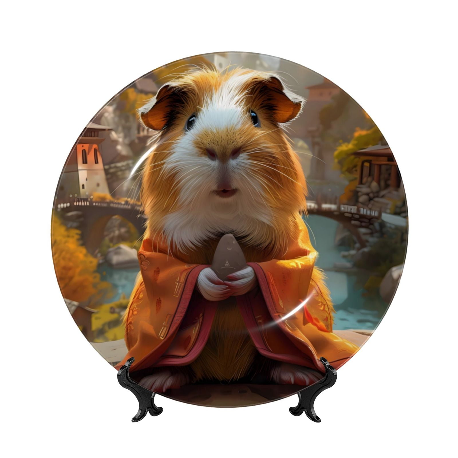 Balery Valley Meditating Guinea Pig Print Bone China Decorative Plate ...